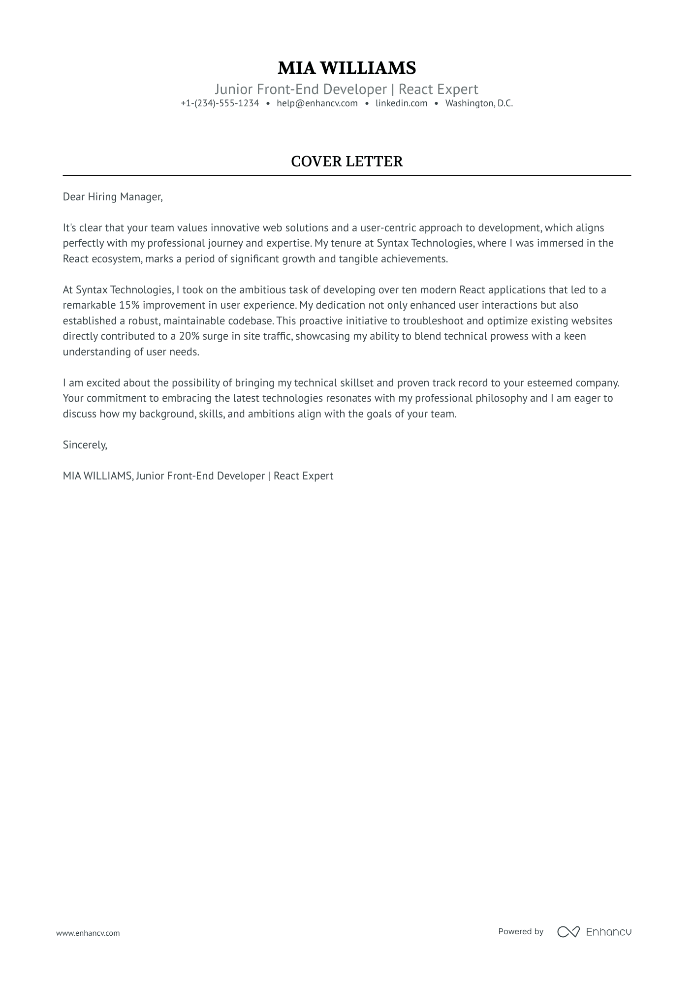 8 Professional React Full Stack Developer Cover Letter Examples and ...