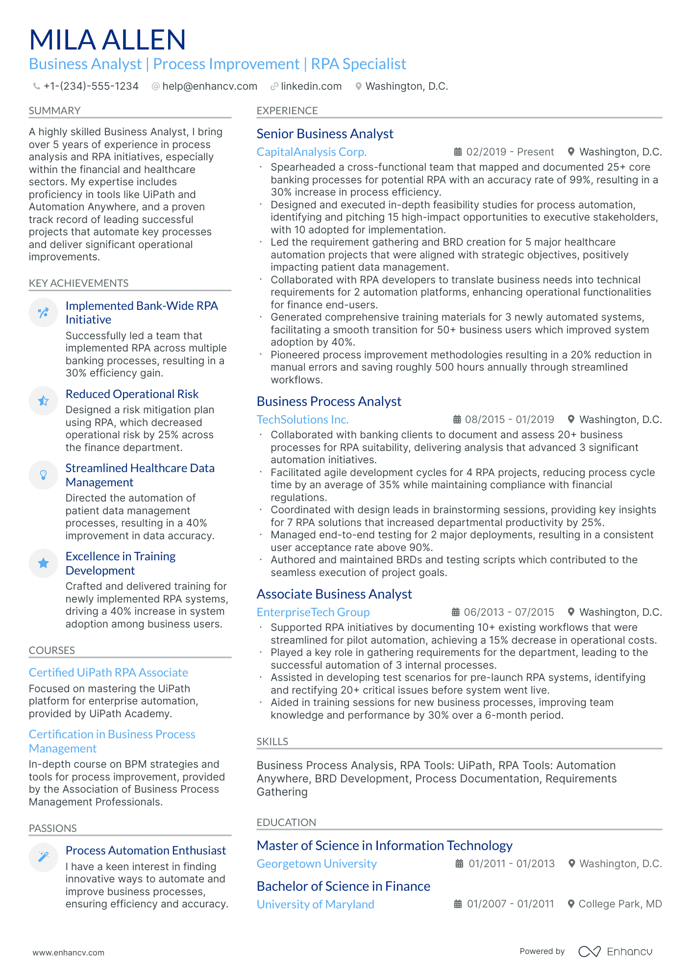 10 RPA Business Analyst Resume Examples & Guide for 2026