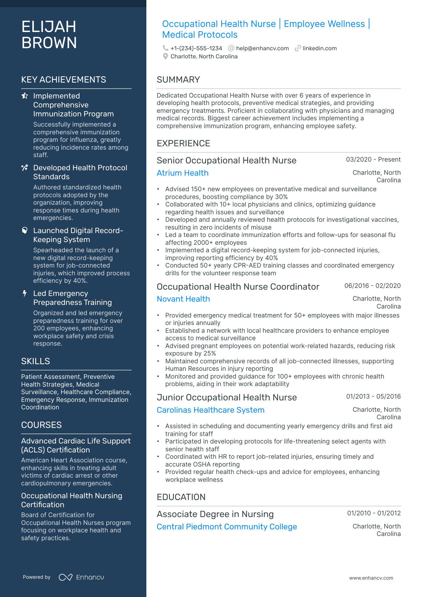 10 Occupational Health Nurse Resume Examples & Guide for 2026