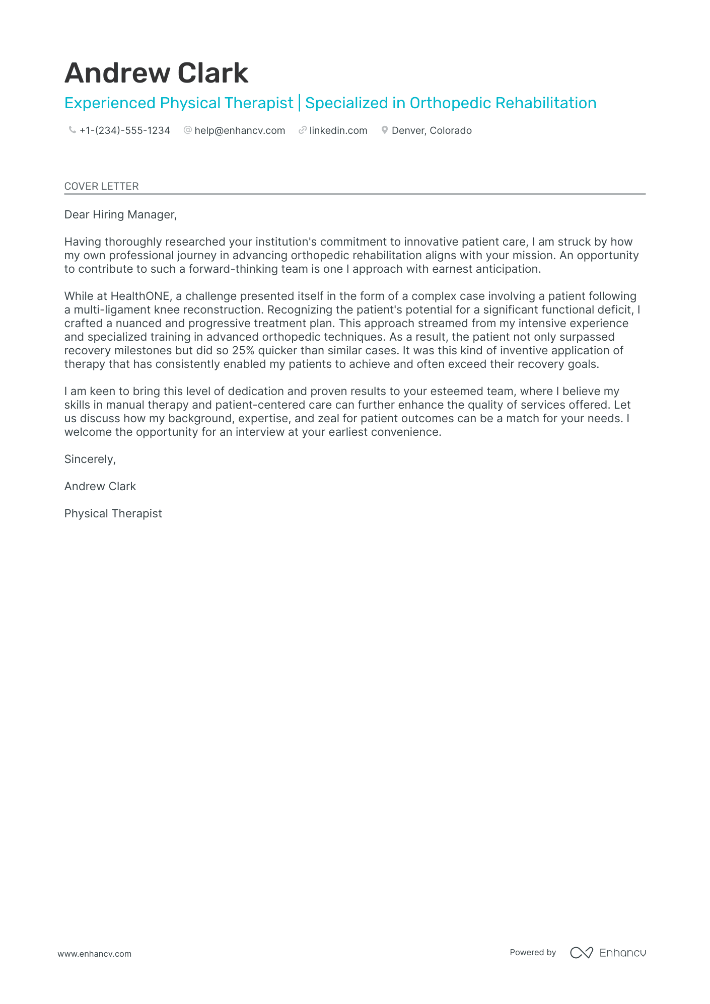 5 Professional Physical Therapist Cover Letter Examples and Template ...