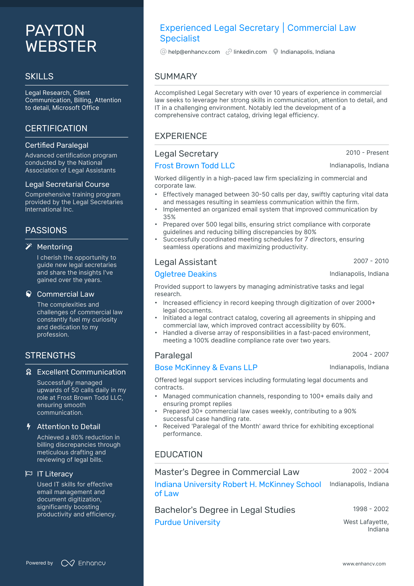 10 Legal Secretary Resume Examples & Guide for 2026
