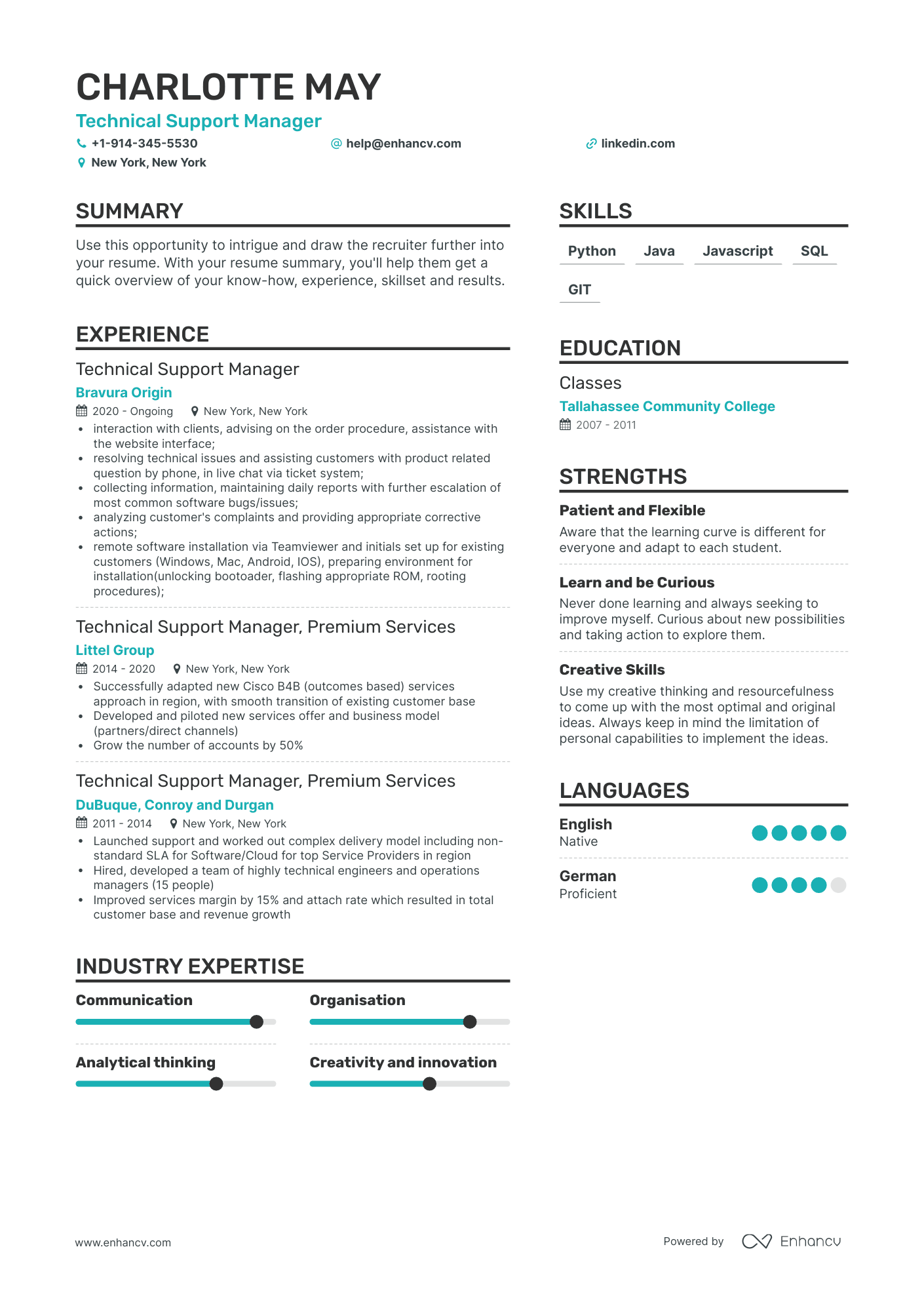 Technical Support Manager Resume Examples & Guide for 2023 (Layout ...