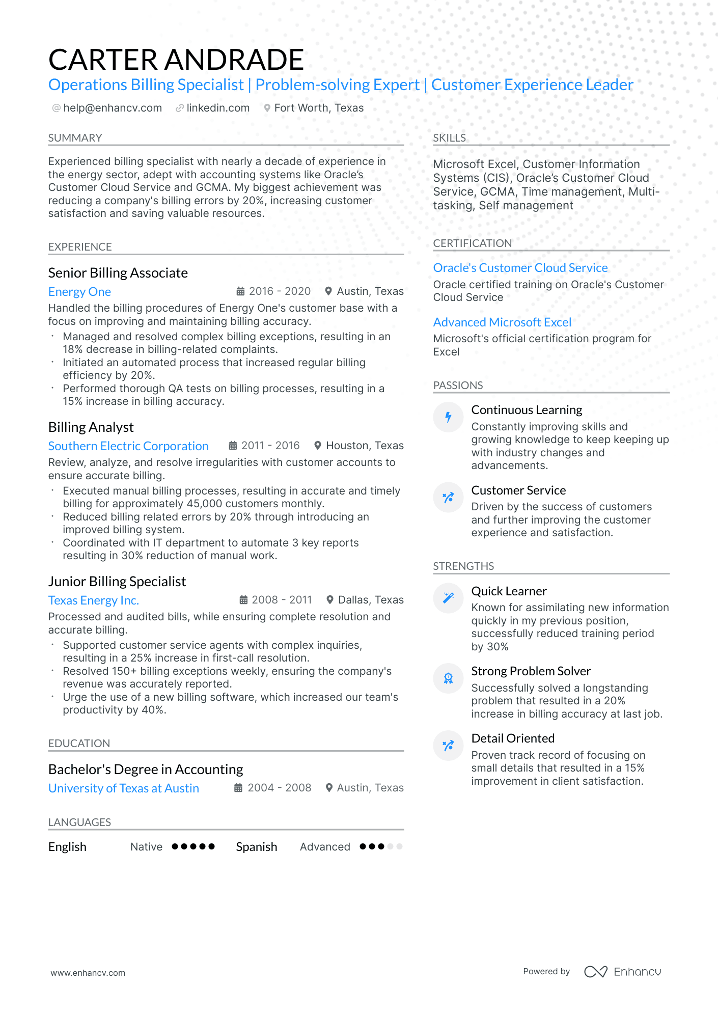 10 Billing Specialist Resume Examples & Guide for 2026