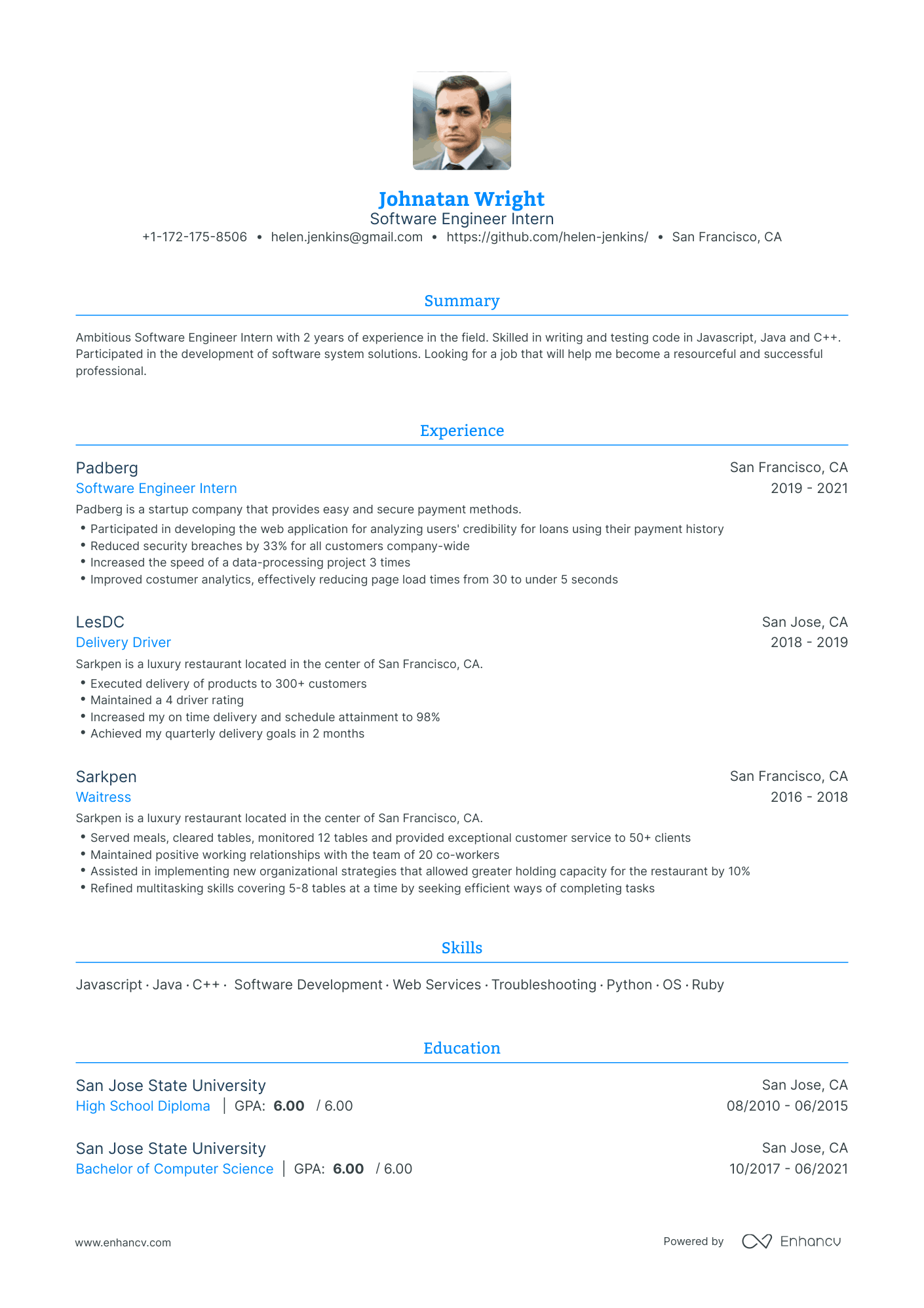 5 Software Engineer Intern Resume Examples & Guide for 2023