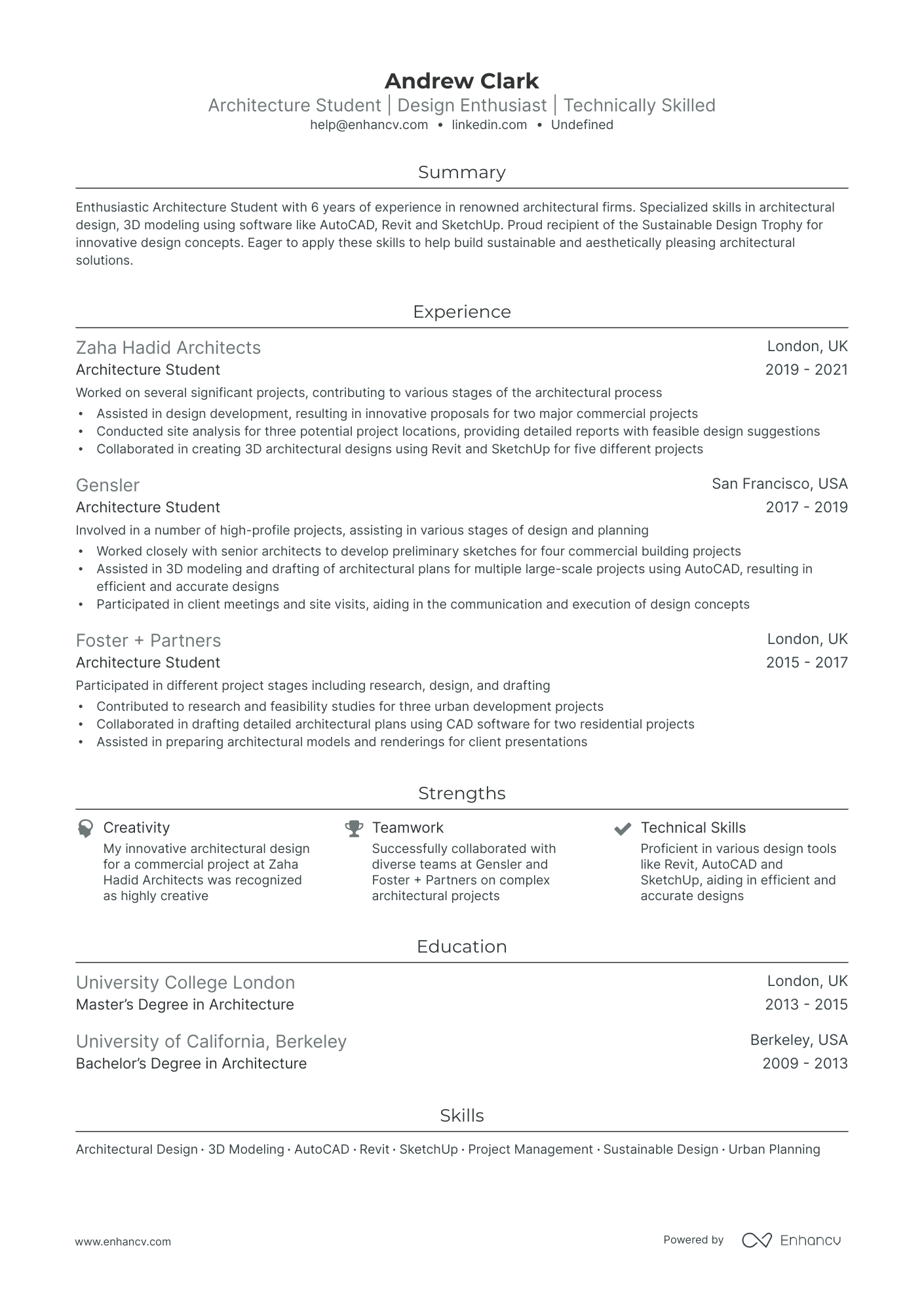 5 Architecture Student Resume Examples & Guide for 2024 5 Architecture Student Resume Examples & Guide for 2024
