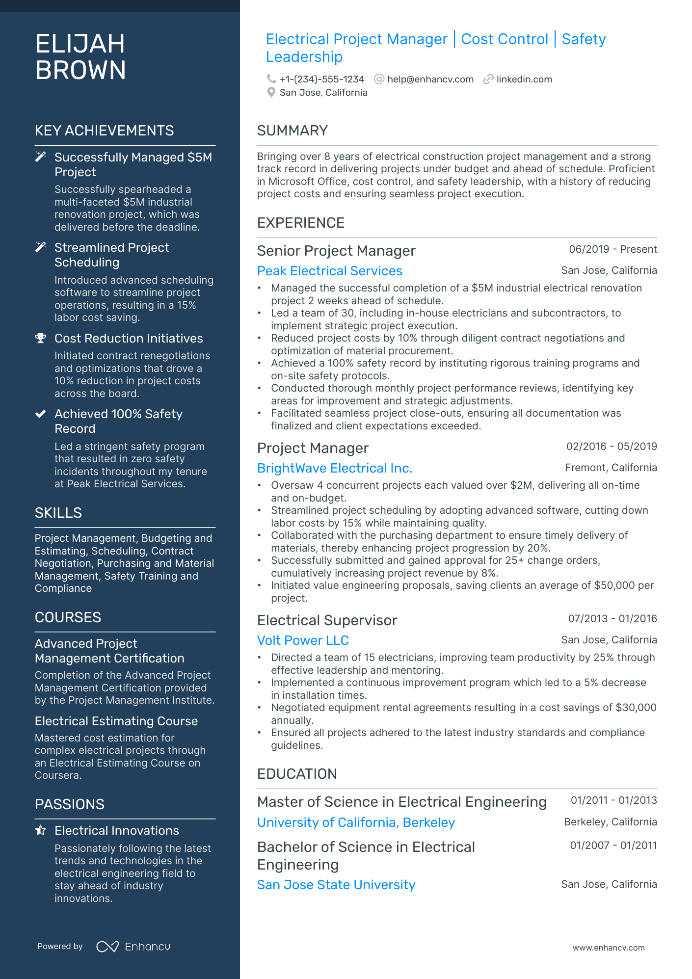 10 Electrical Project Manager Resume Examples & Guide for 2026