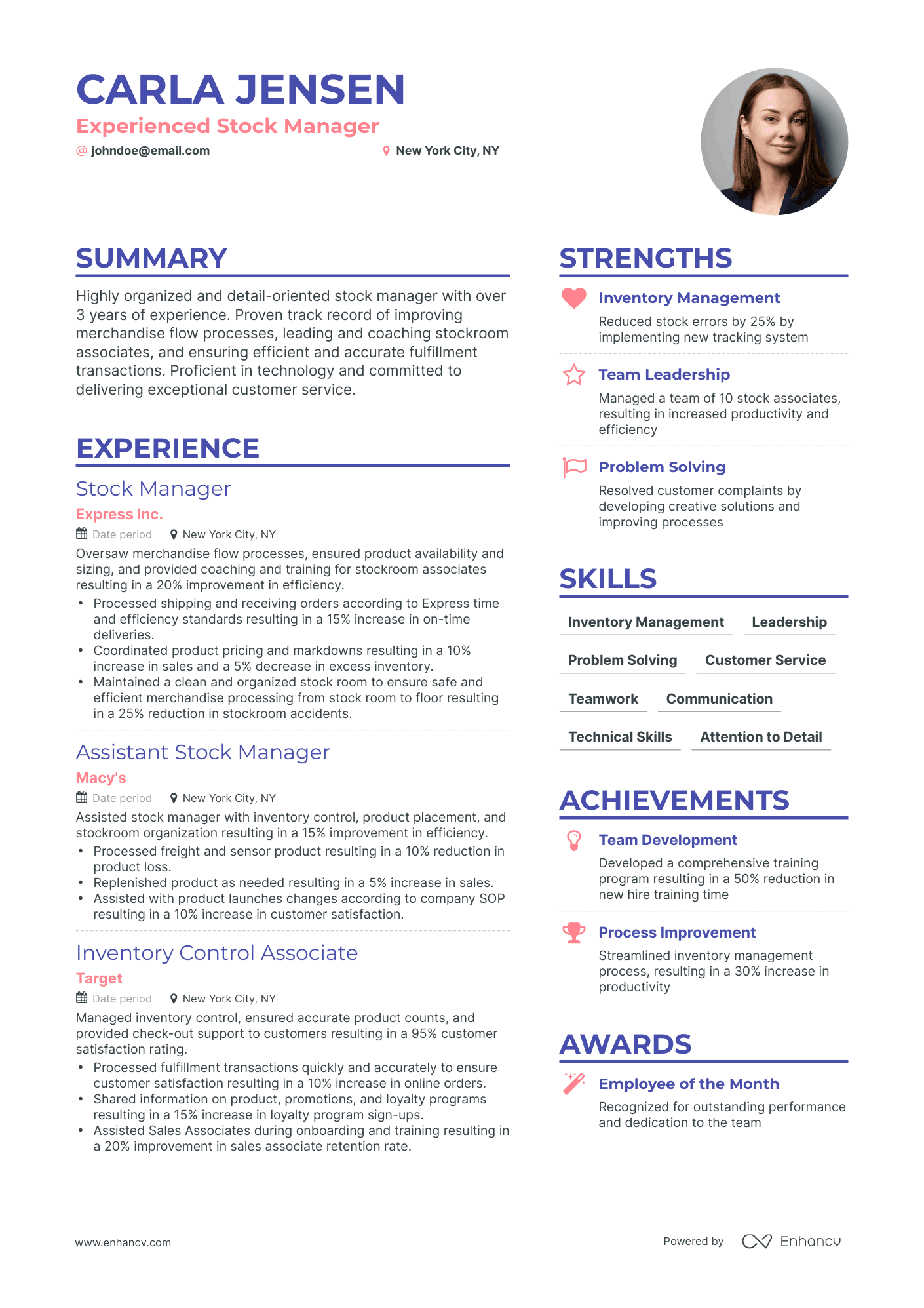 5 Stock Manager Resume Examples & Guide for 2023