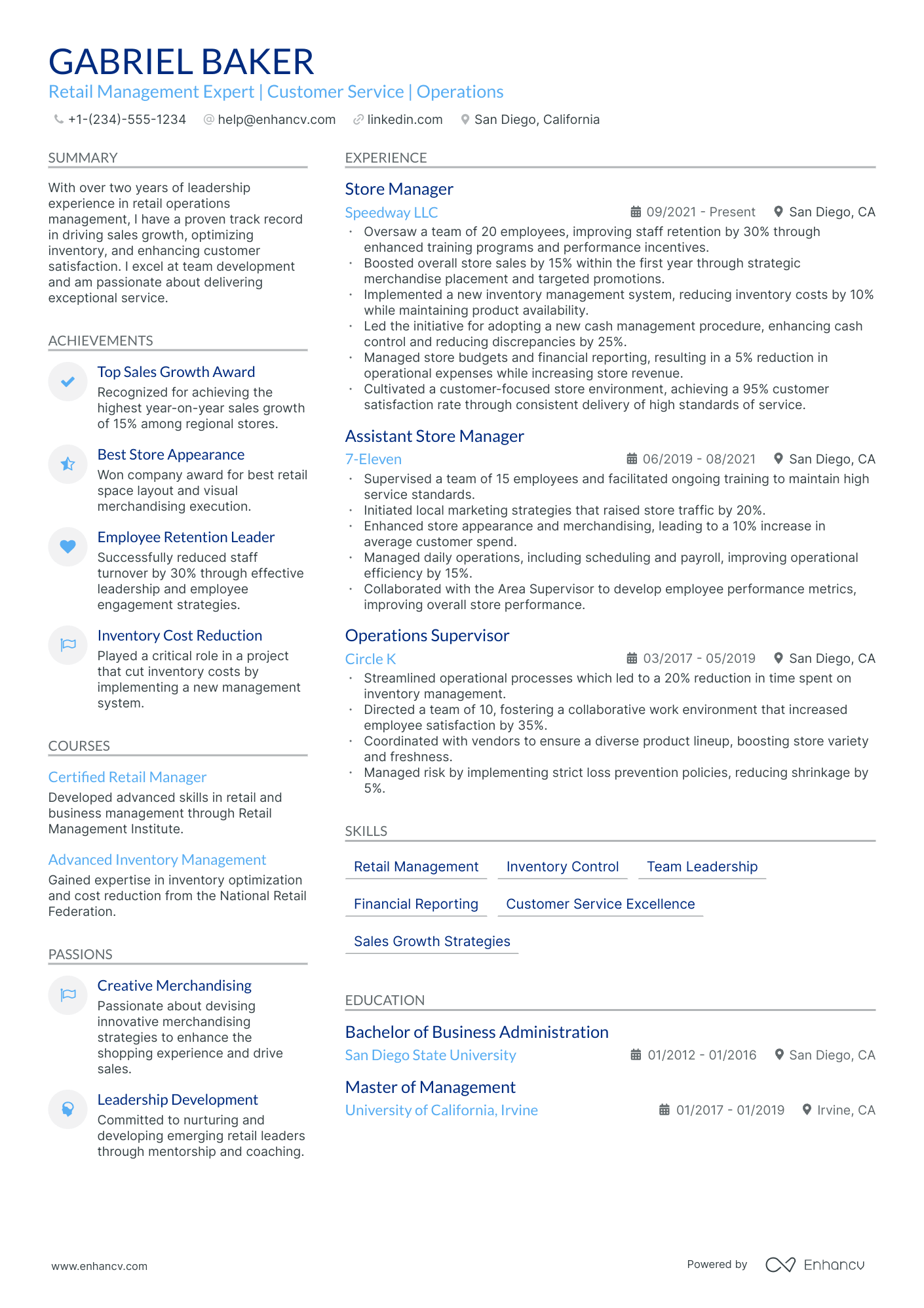 5 Convenience Store Manager Resume Examples & Guide for 2024