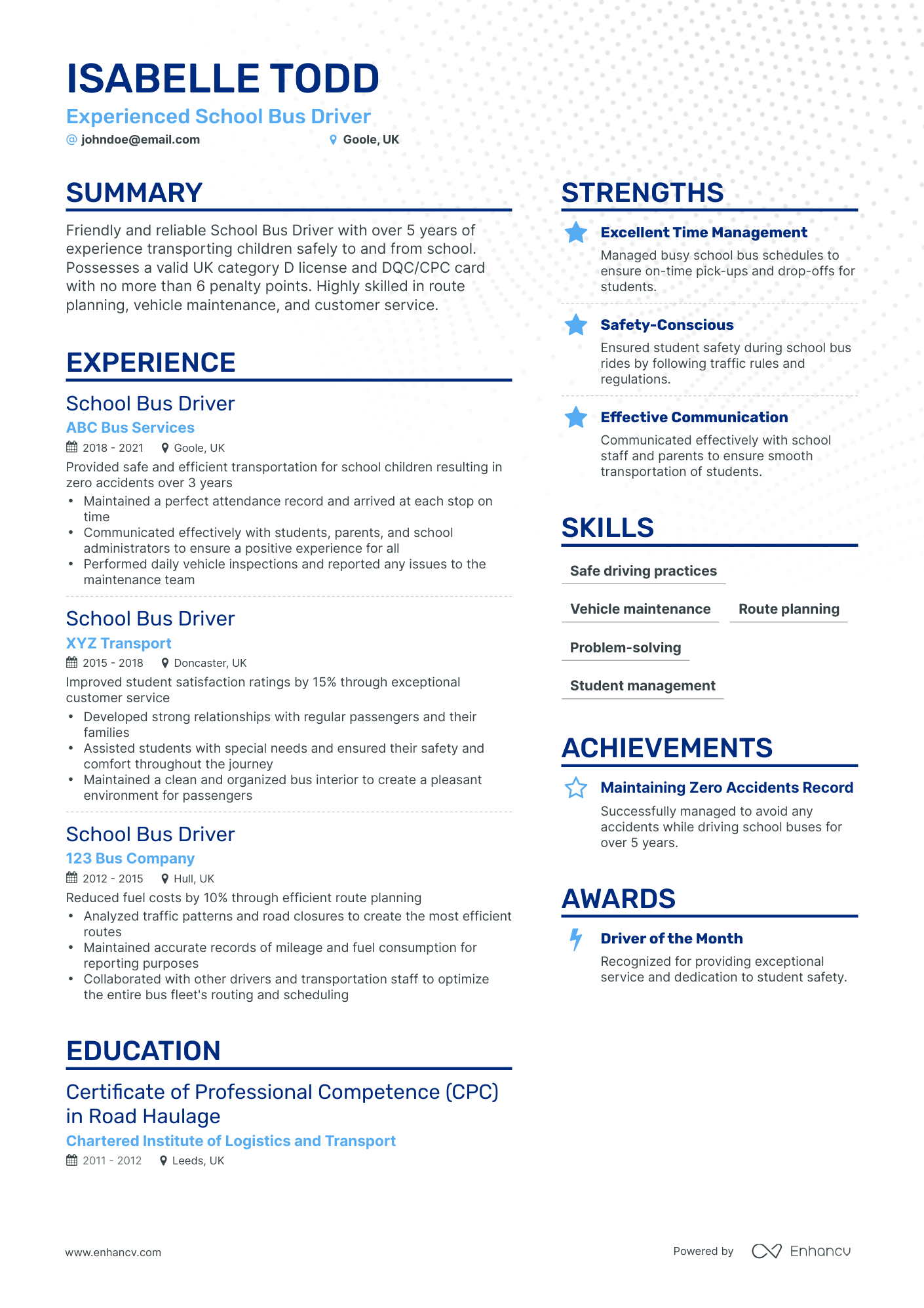5 School Bus Driver Resume Examples & Guide for 2023