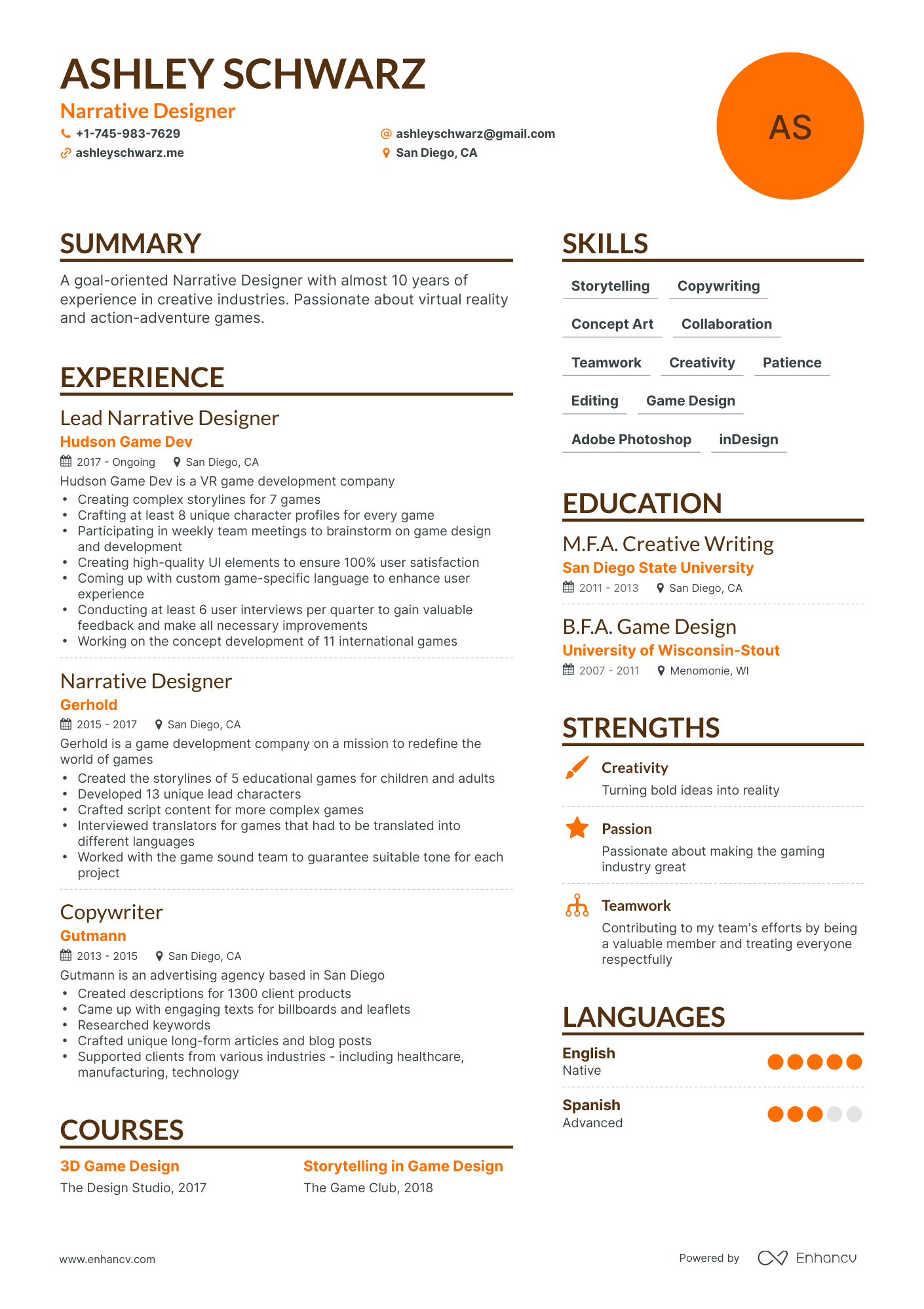 5 Narrative Designer Resume Examples & Guide for 2023
