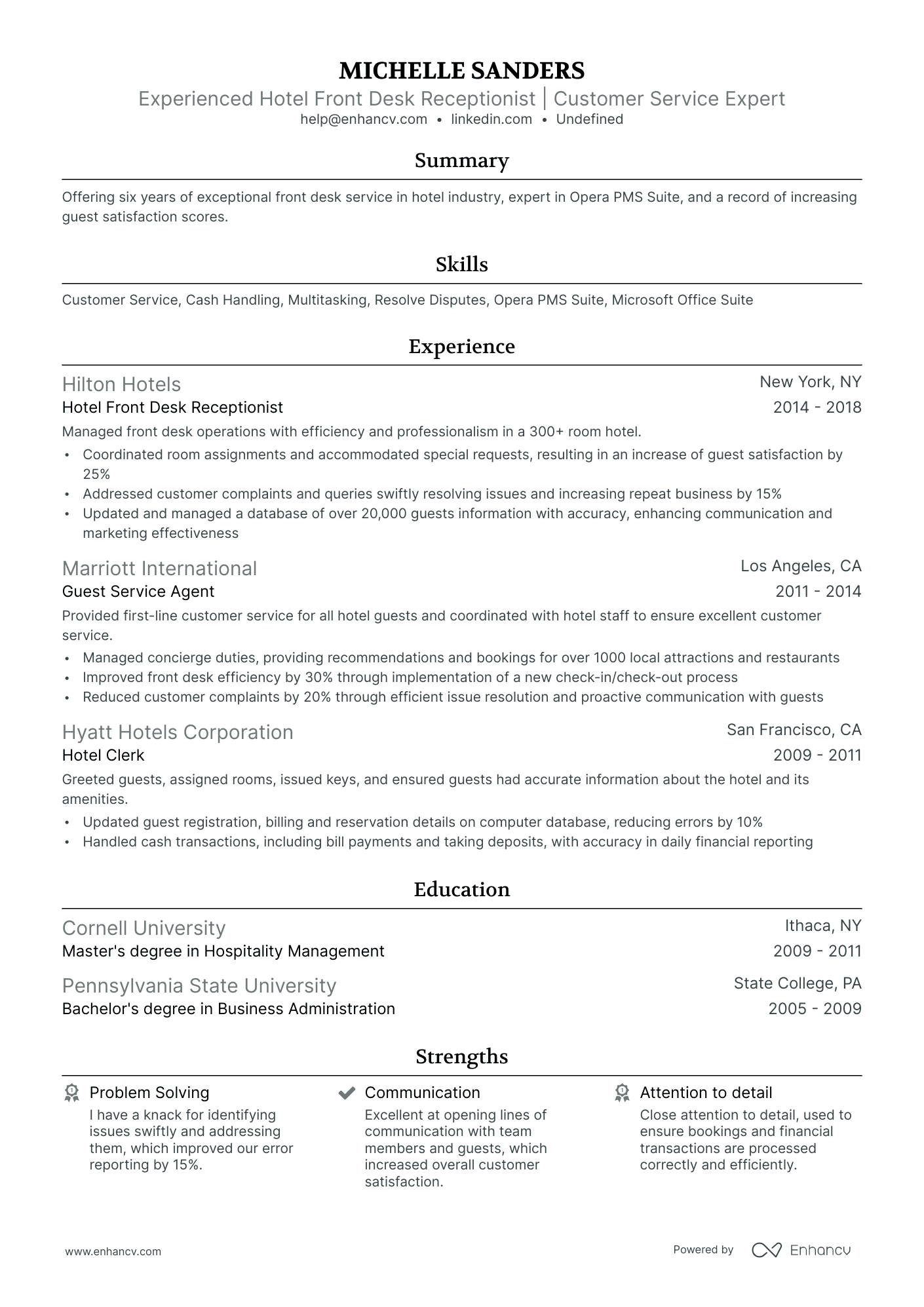 10 Hotel Front Desk Receptionist Resume Examples & Guide For 2025