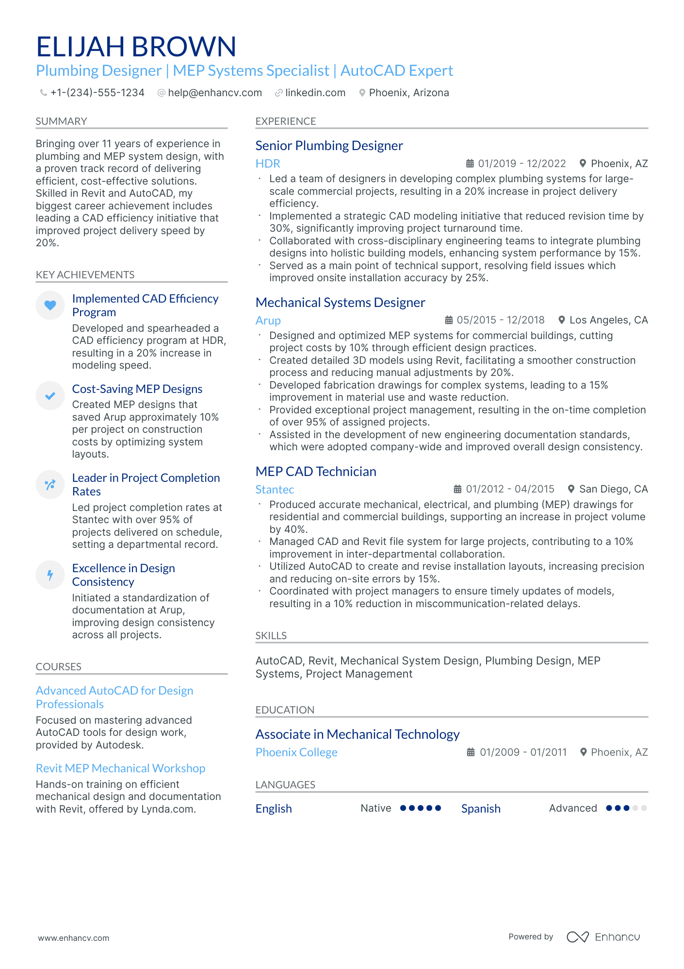 10 Plumbing Designer Resume Examples & Guide for 2026