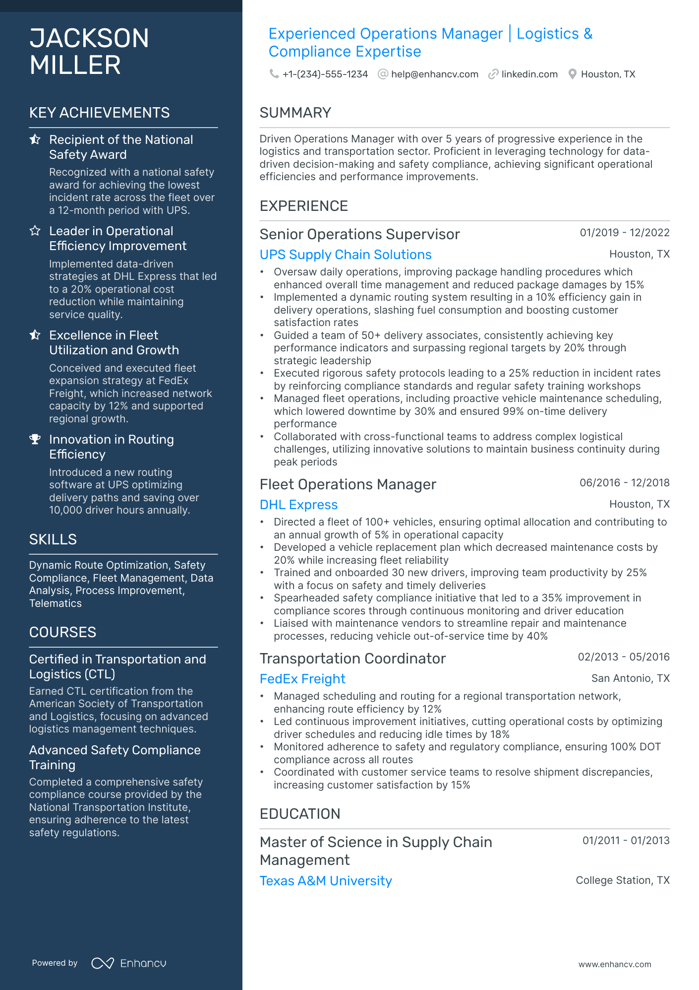 10 FedEx Operations Manager Resume Examples & Guide for 2026