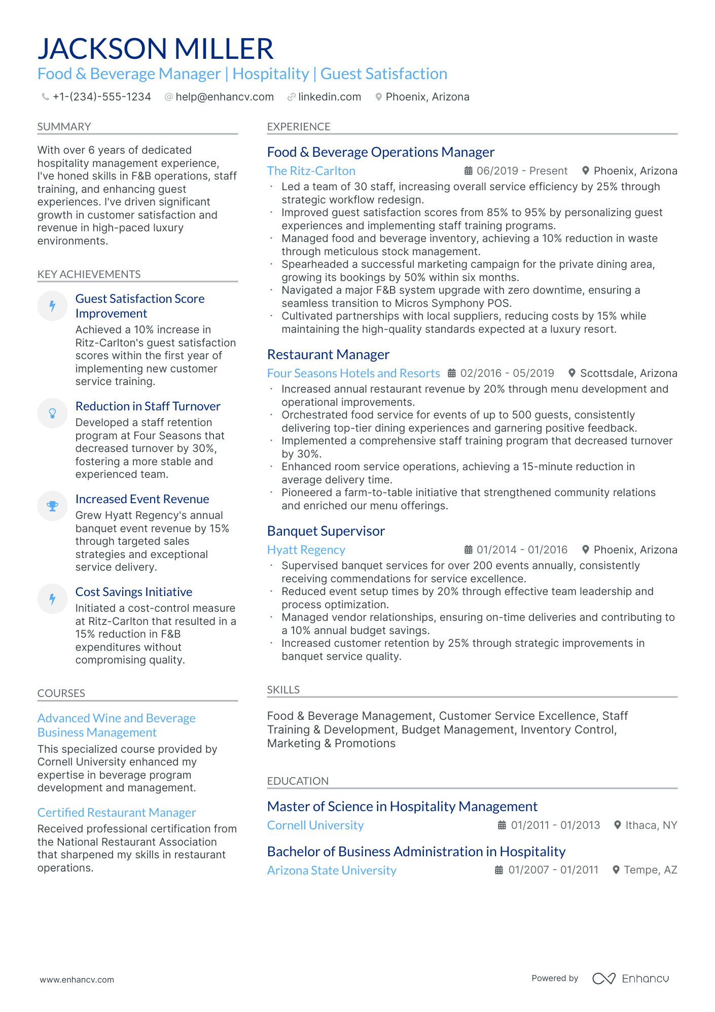 10 Food and Beverage Manager Resume Examples & Guide for 2026