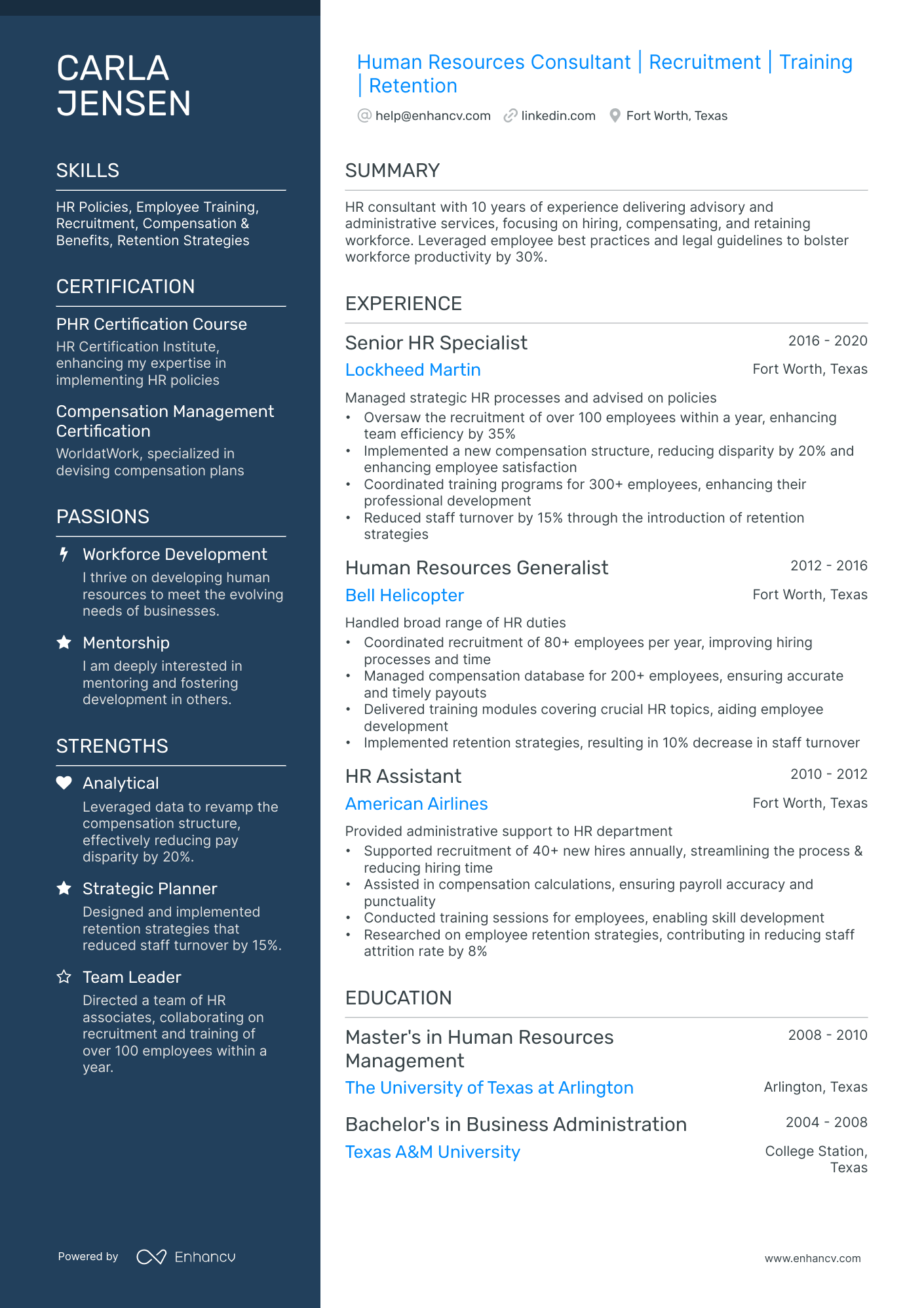 10 Human Resources Consultant Resume Examples & Guide for 2025