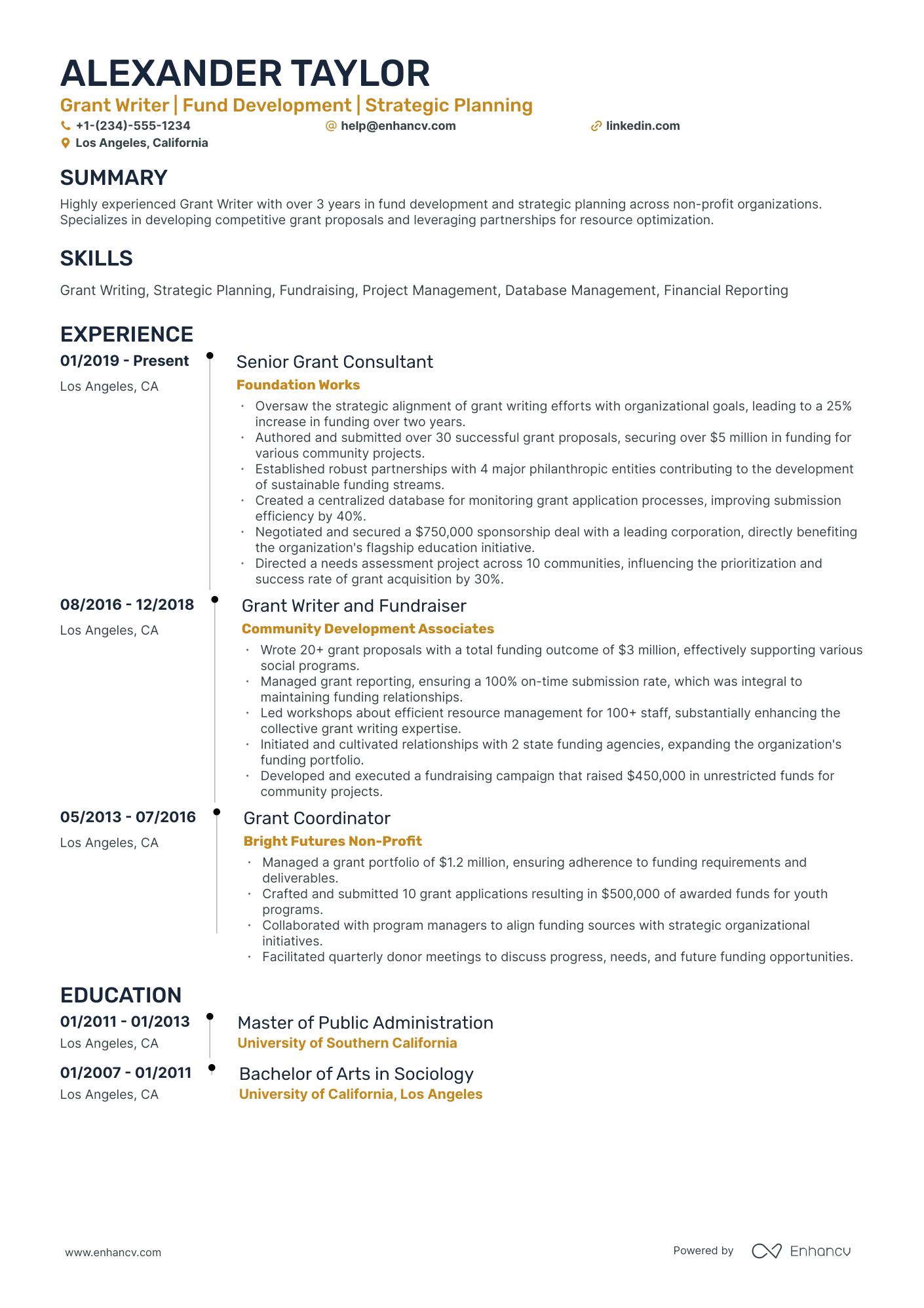 10 Grant Writer Resume Examples & Guide for 2025