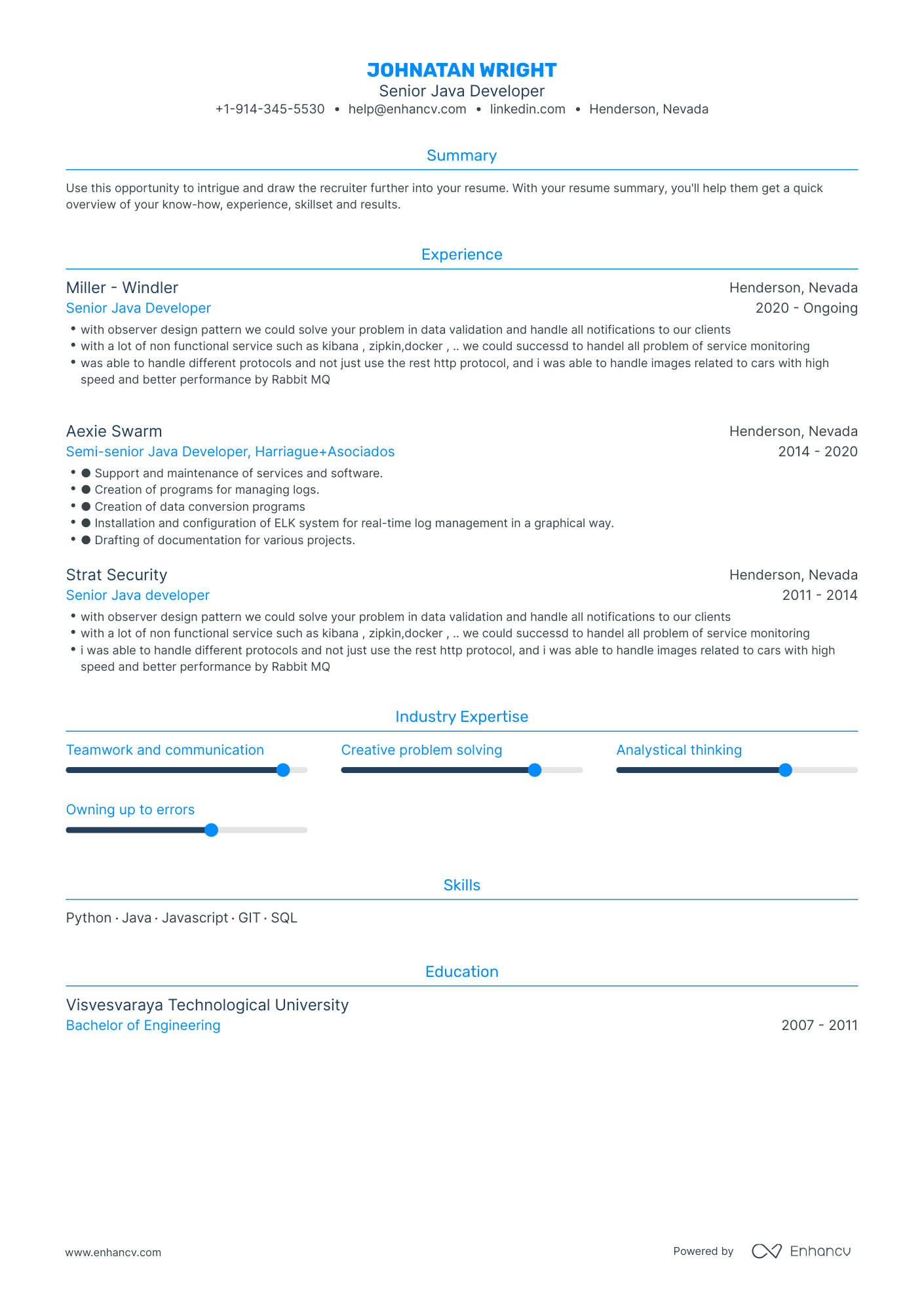 Senior Java Developer Resume Examples & Guide for 2023 (Layout, Skills ...