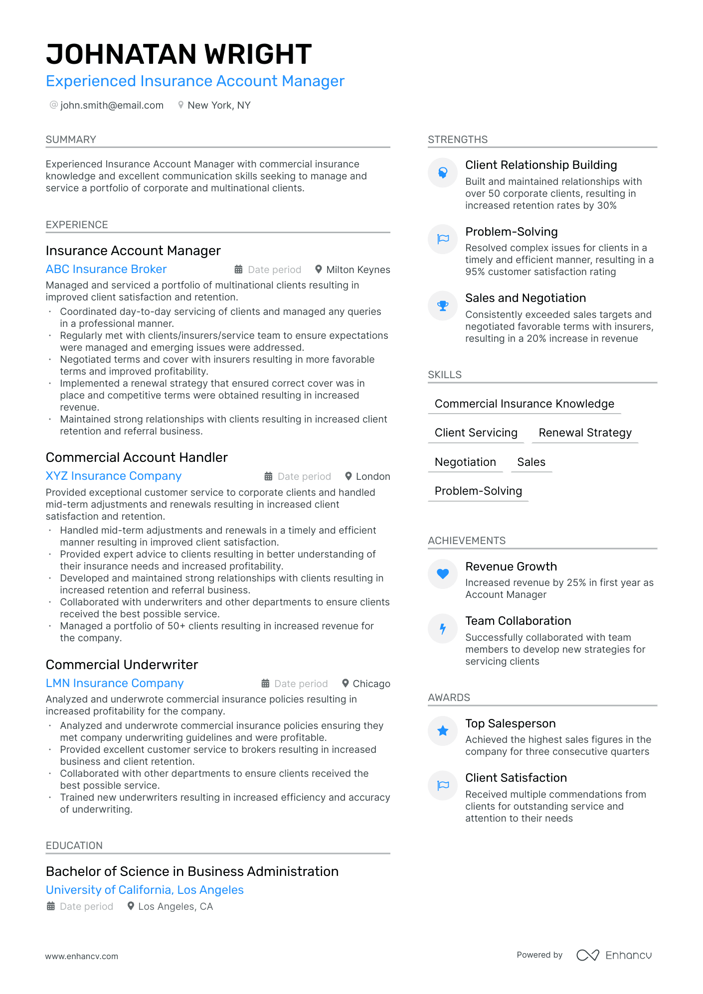 5 Insurance Agent Resume Examples & Guide for 2024