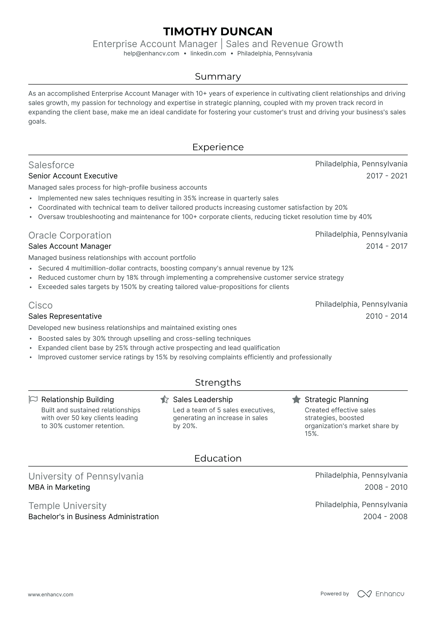 5 Enterprise Account Manager Resume Examples & Guide for 2024