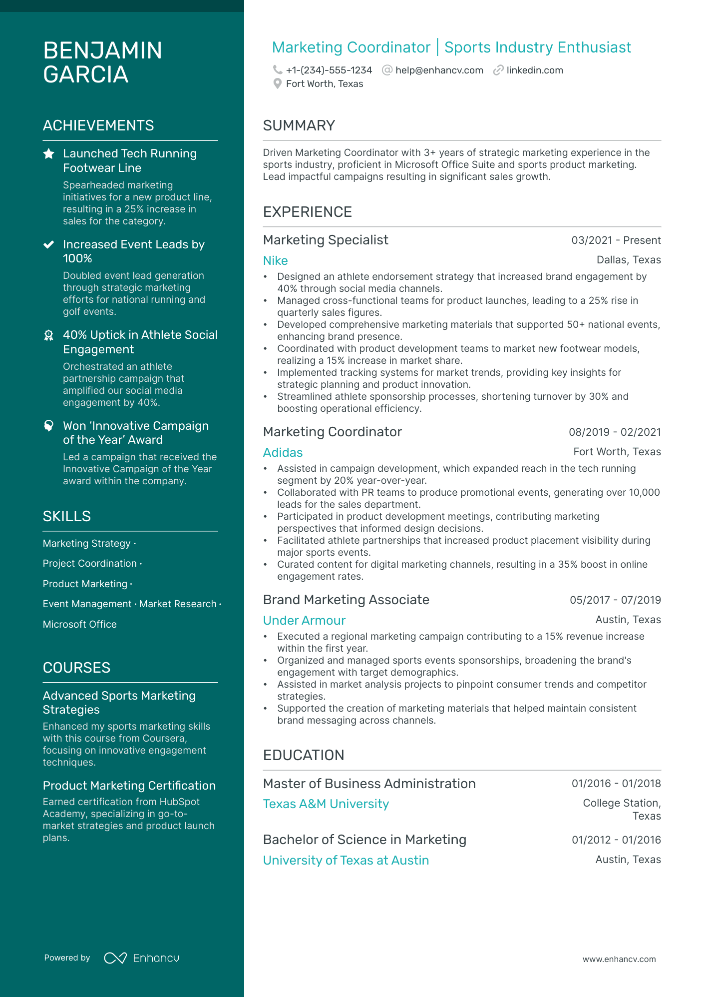 5 Sports Marketing Resume Examples & Guide for 2024