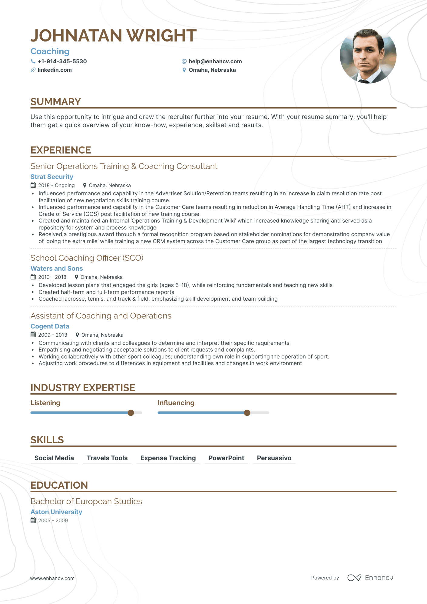Coaching Resume Examples [Inside How-To Tips] | Enhancv (Layout, Skills ...