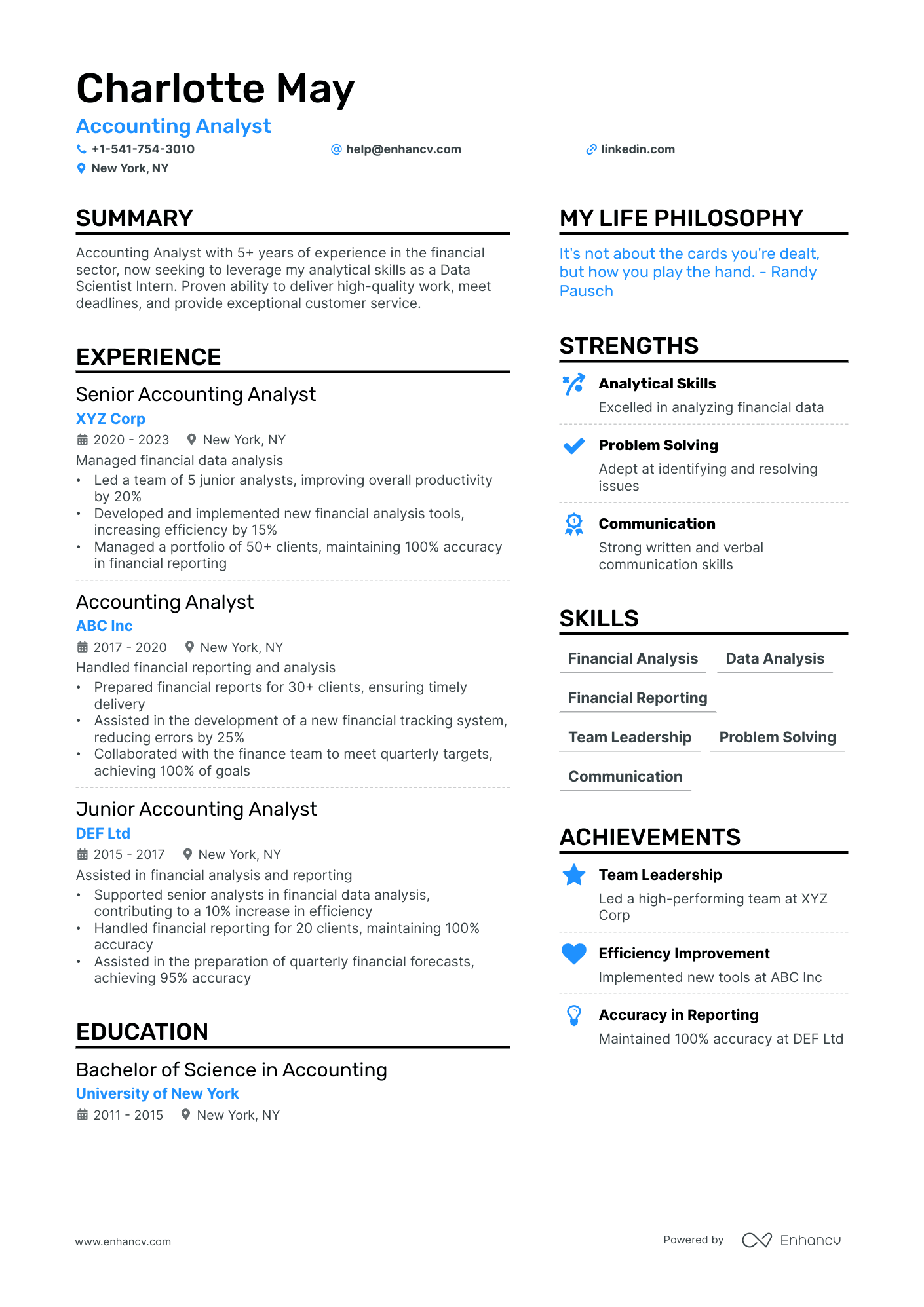 5 Accounting Analyst Resume Examples & Guide for 2025