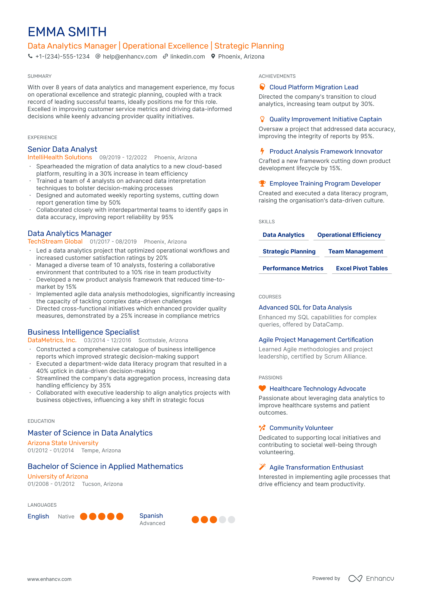 5 Analytics Manager Resume Examples & Guide for 2024
