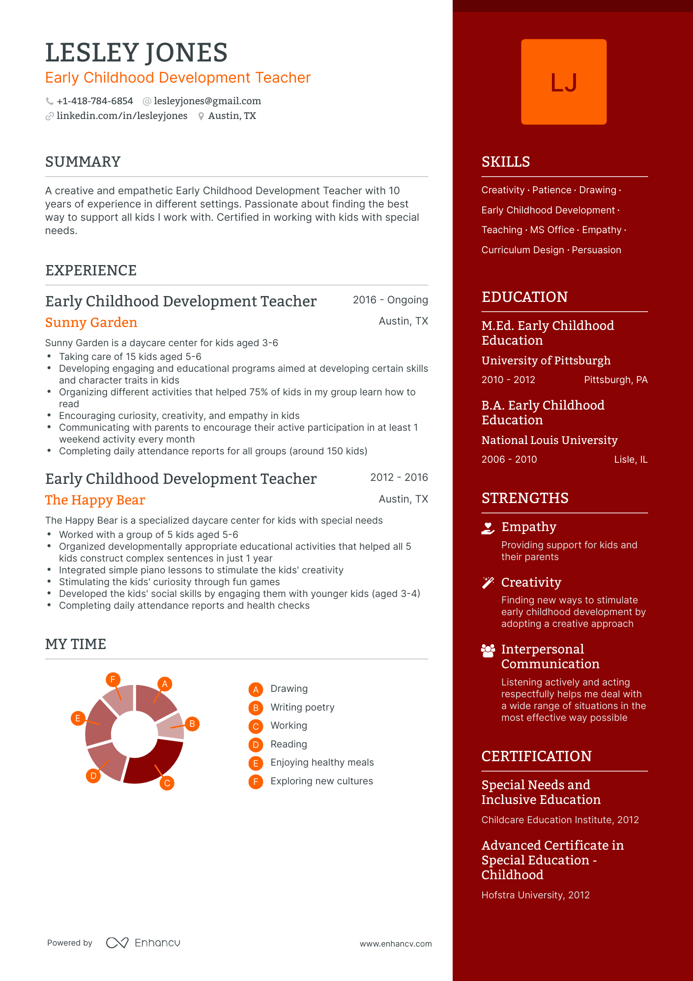 5 Early Childhood Teacher Resume Examples & Guide for 2023