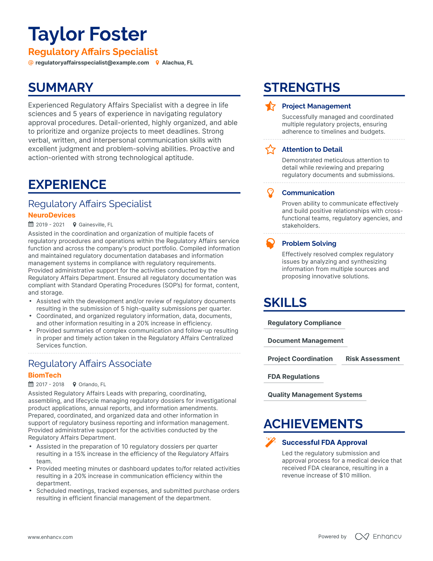 5 Regulatory Affairs Resume Examples & Guide for 2023