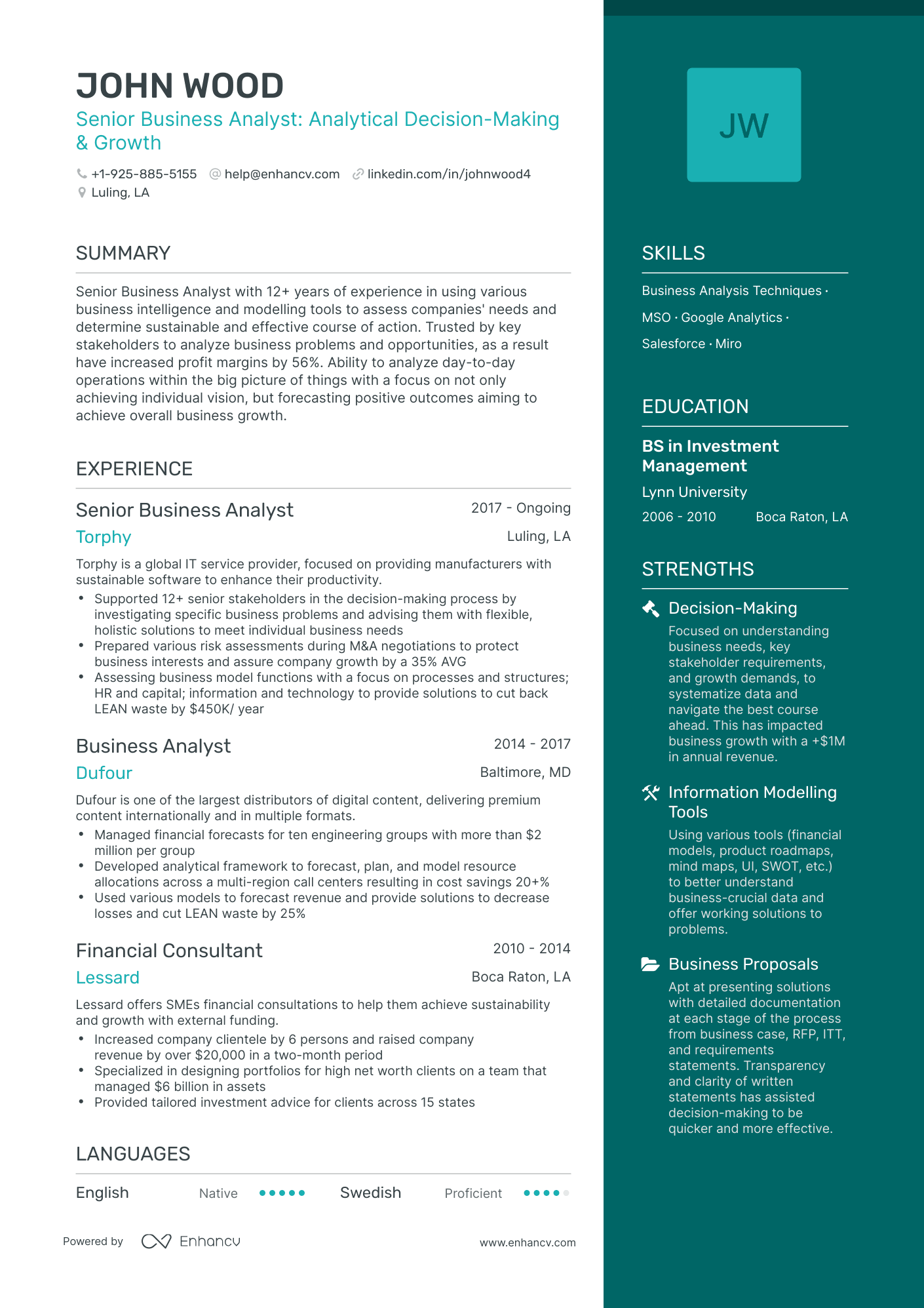 5 Senior Business Analyst Resume Examples & Guide for 2024