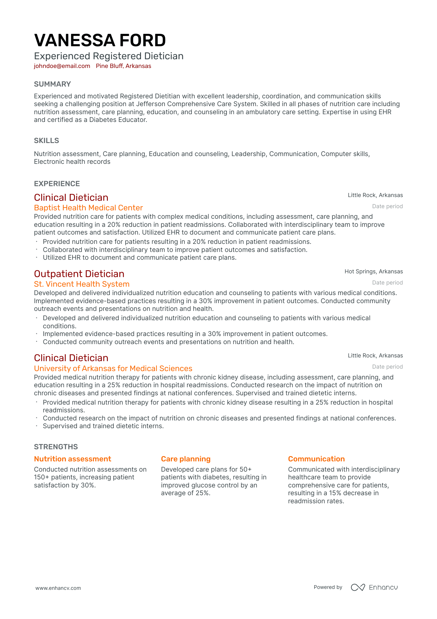 10 Dietician Resume Examples & Guide for 2026