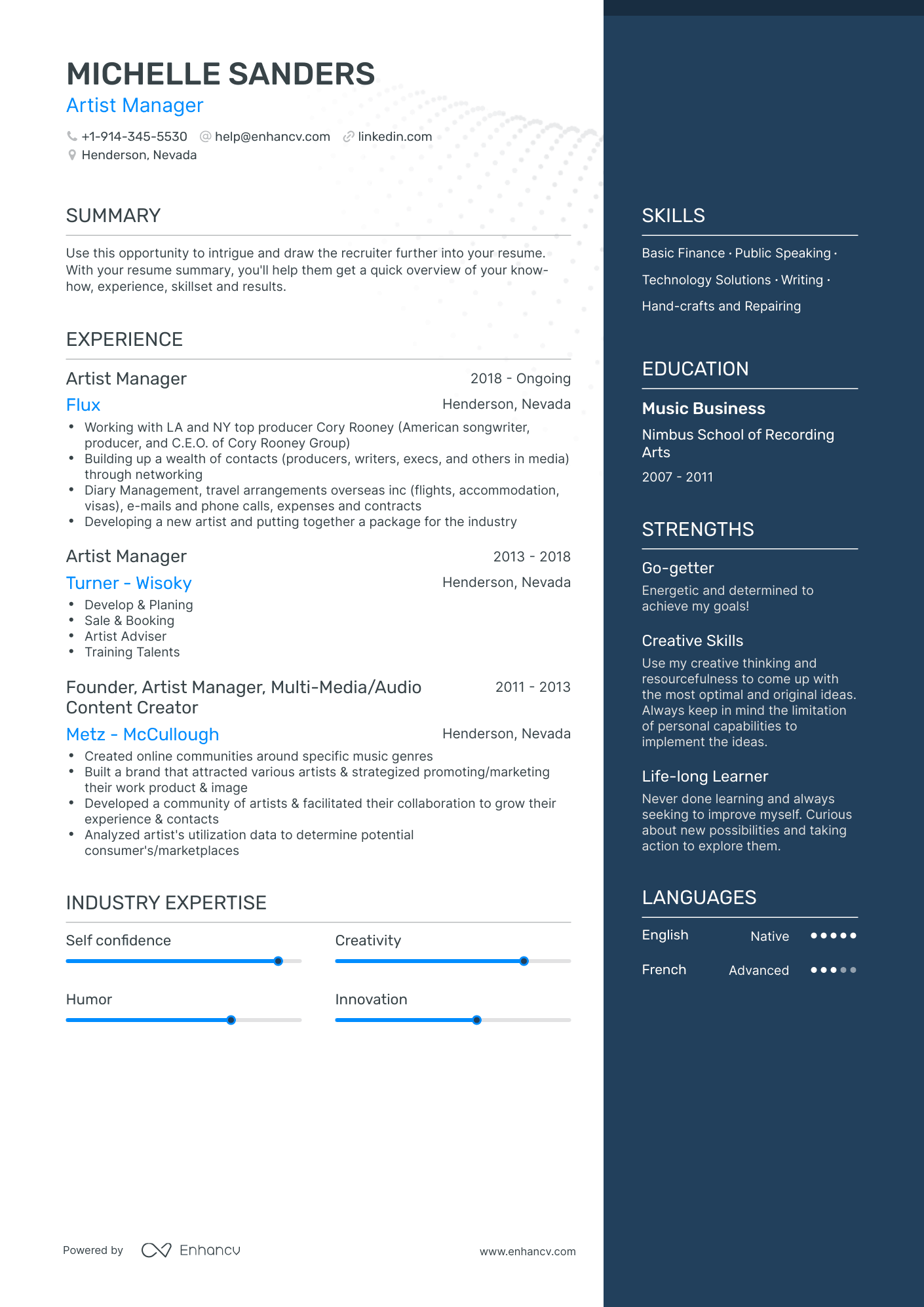 Artist Manager Resume Examples & Guide for 2023 (Layout, Skills ...