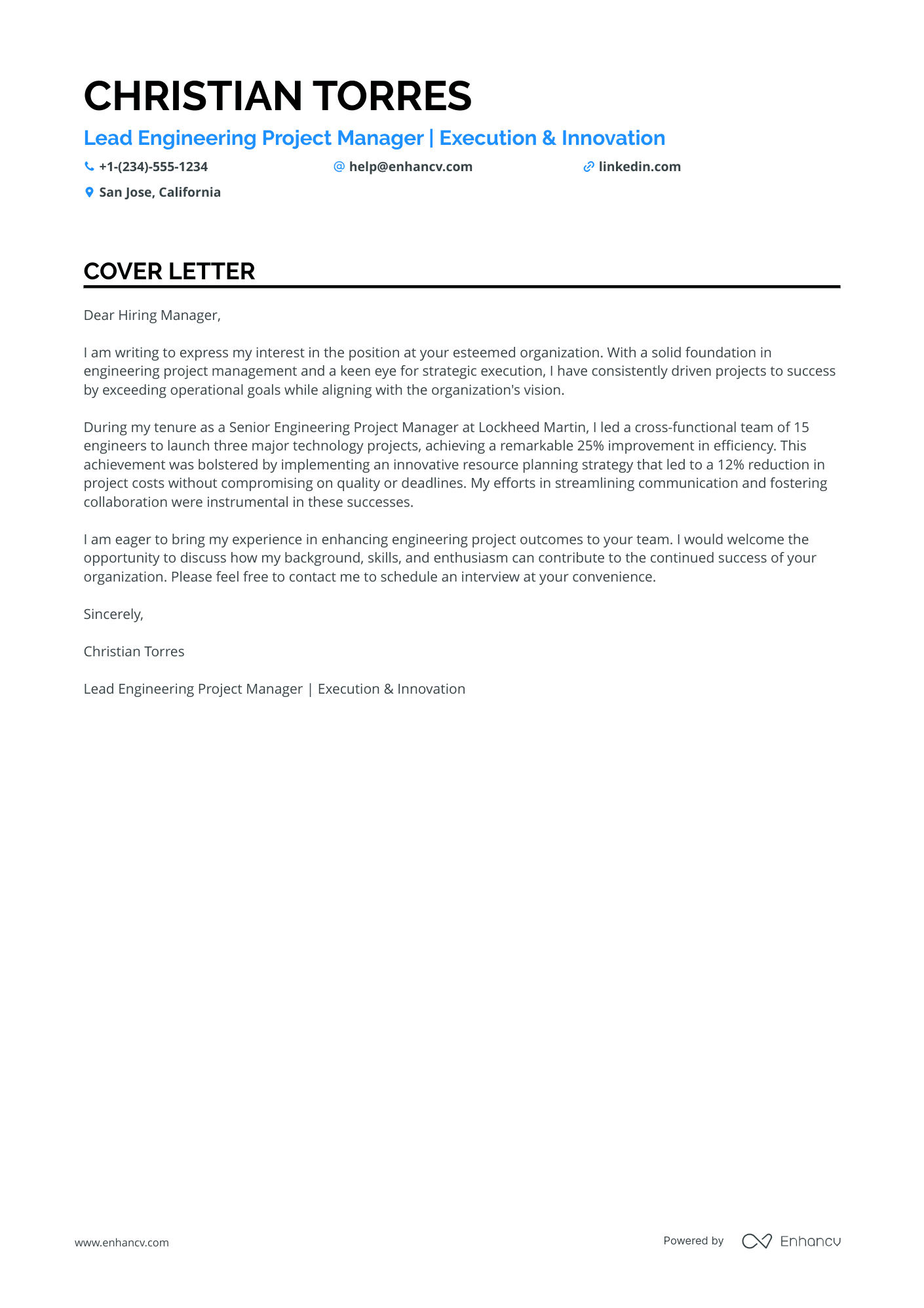 5 Professional Engineering Manager Cover Letter Examples and Template ...
