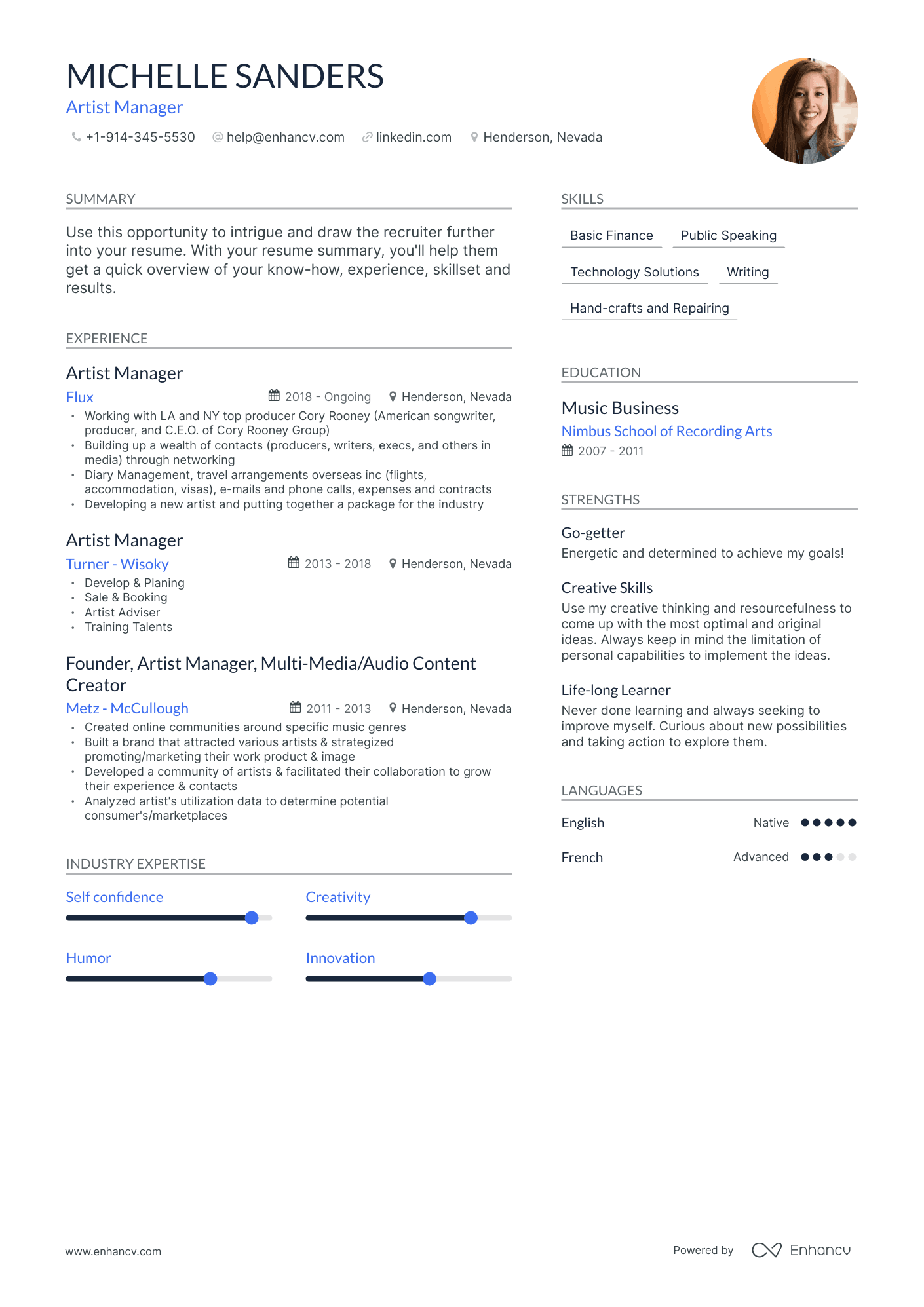 Artist Manager Resume Examples & Guide for 2023 (Layout, Skills ...