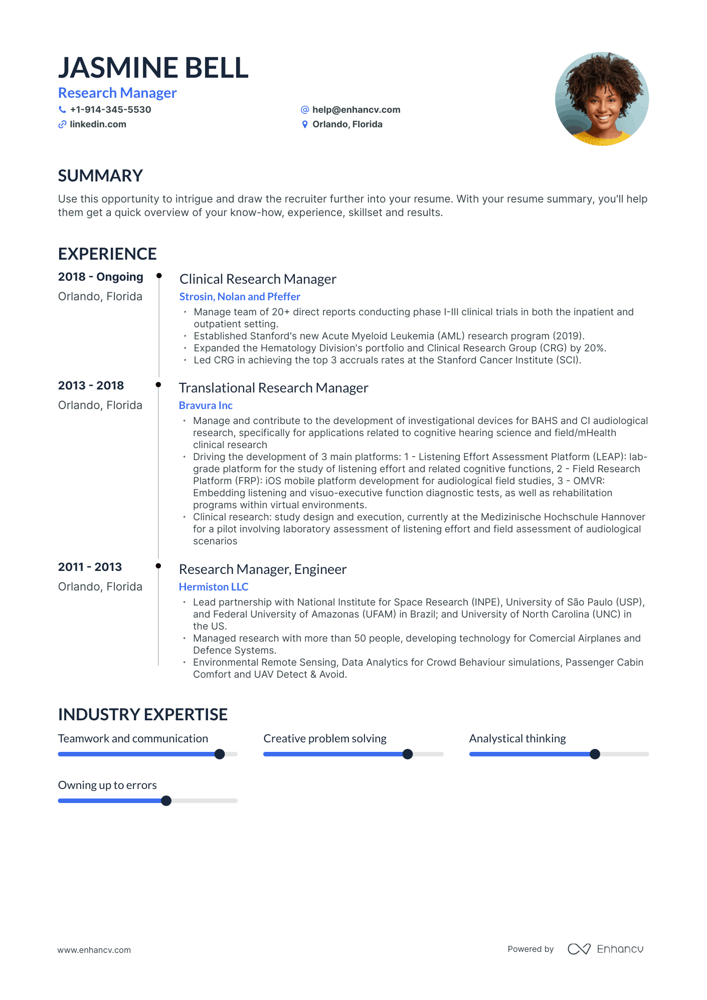 Research Manager Resume Examples & Guide for 2023 (Layout, Skills ...