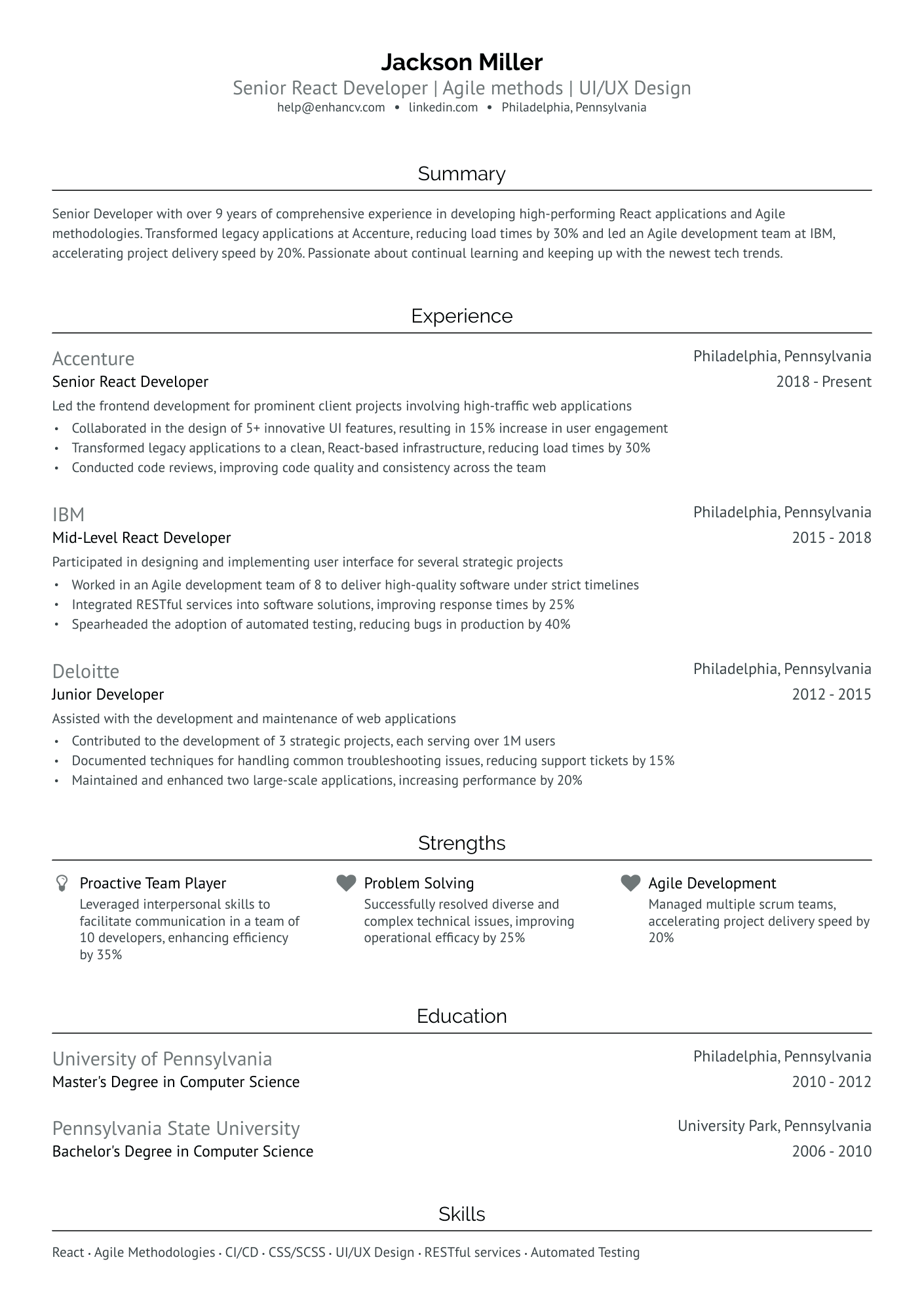 8 React Developer Resume Examples & Guide for 2024