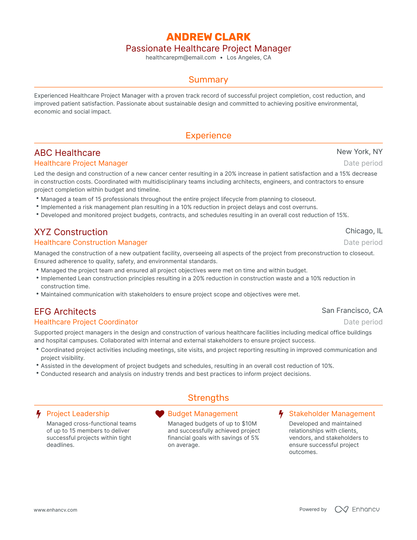5 Healthcare Project Manager Resume Examples & Guide for 2024