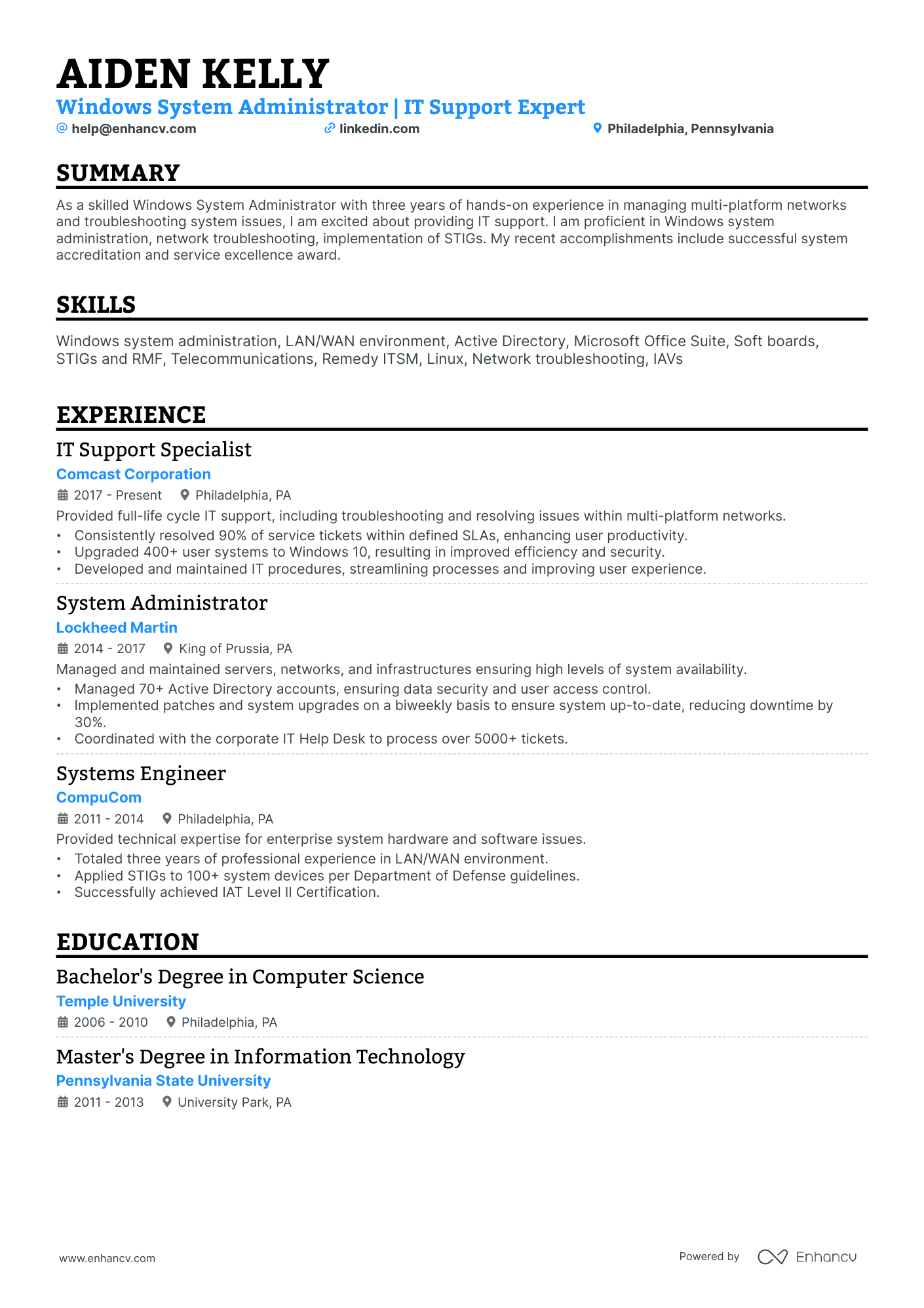10 Windows System Administrator Resume Examples & Guide for 2026