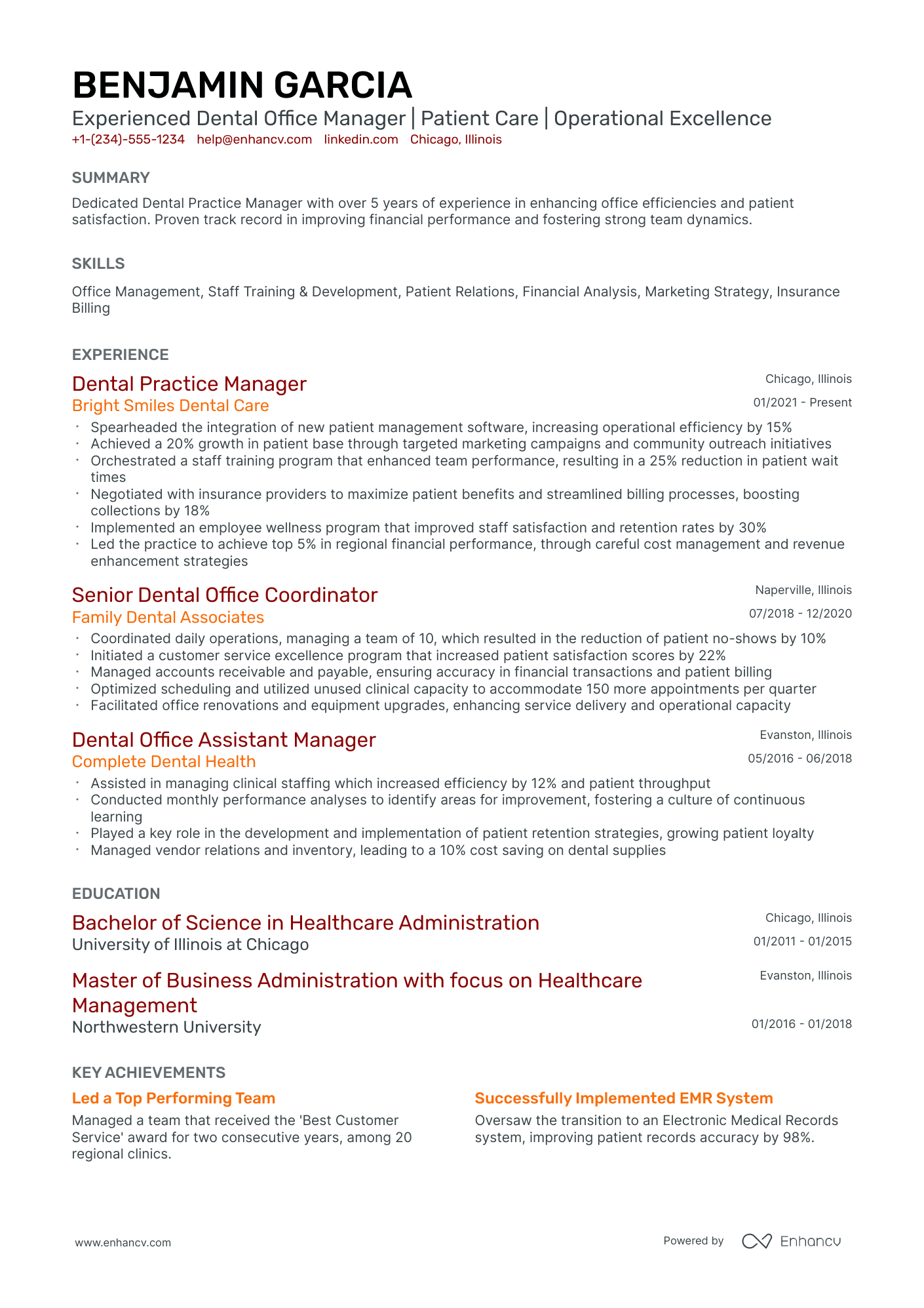 10 Dental Office Manager Resume Examples & Guide for 2025