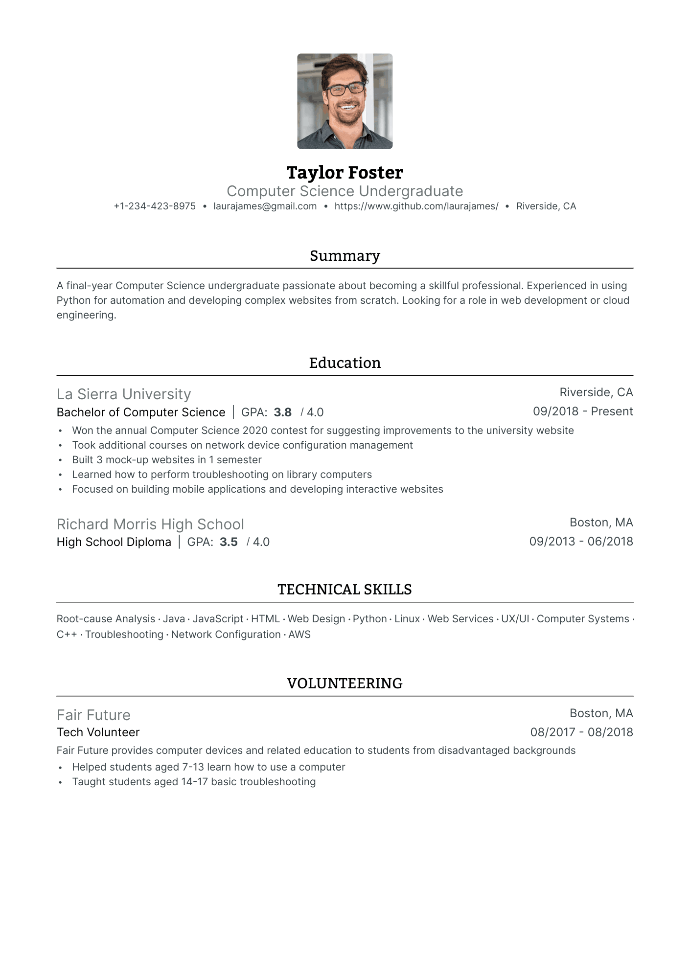 5 Undergraduate Resume Examples & Guide for 2024