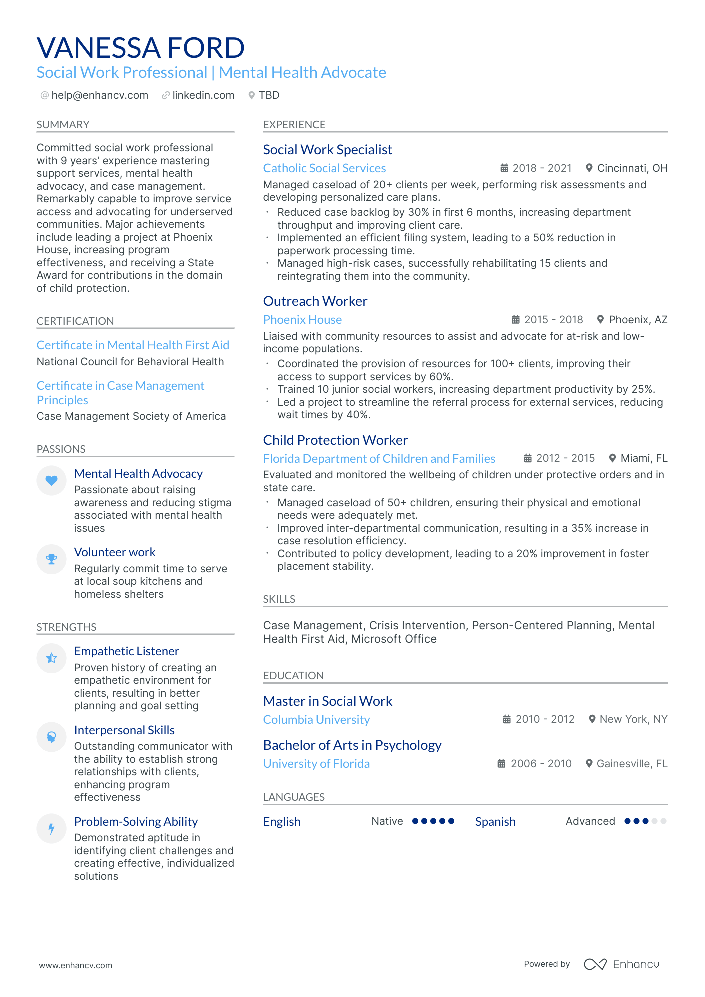 10 Social Work Intern Resume Examples & Guide for 2025