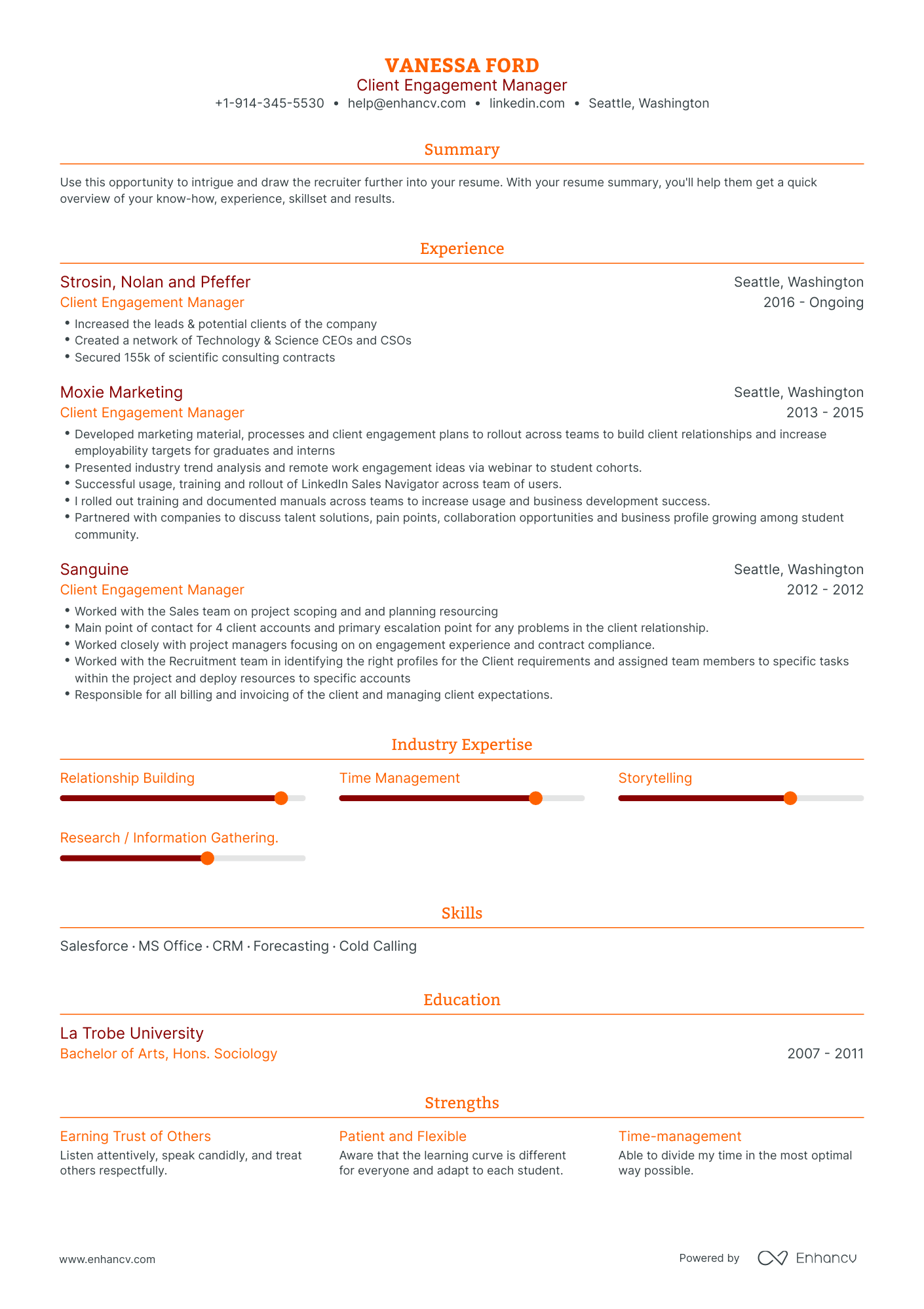 Client Engagement Manager Resume Examples & Guide for 2023 (Layout ...