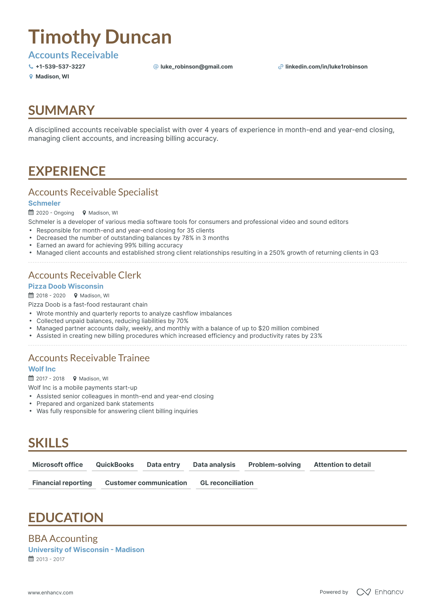 5 Accounts Receivable Resume Examples & Guide for 2024