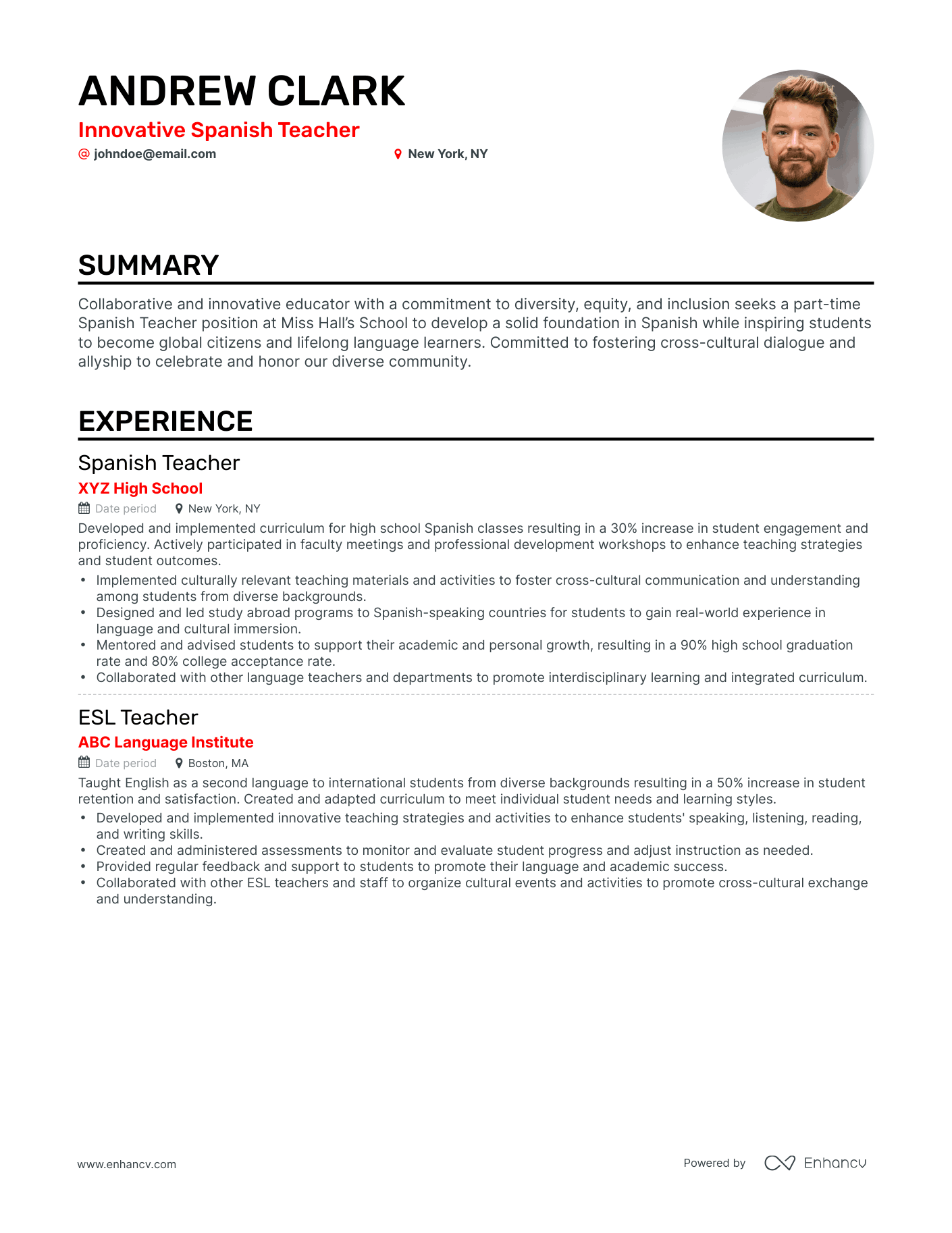 5 Language Teacher Resume Examples & Guide for 2024