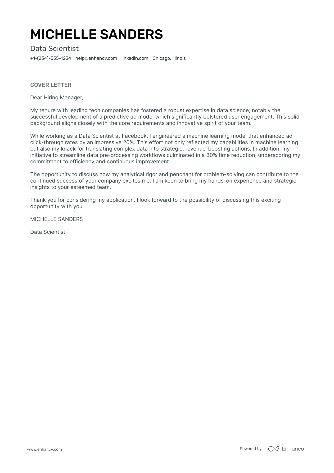 14 Professional Data Scientist Cover Letter Examples and Template for ...