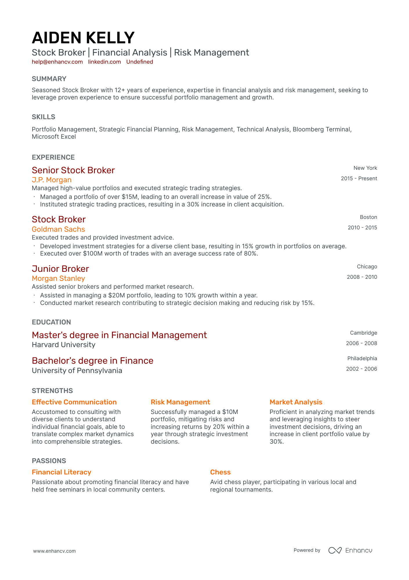 10 Stock Broker Resume Examples & Guide for 2025