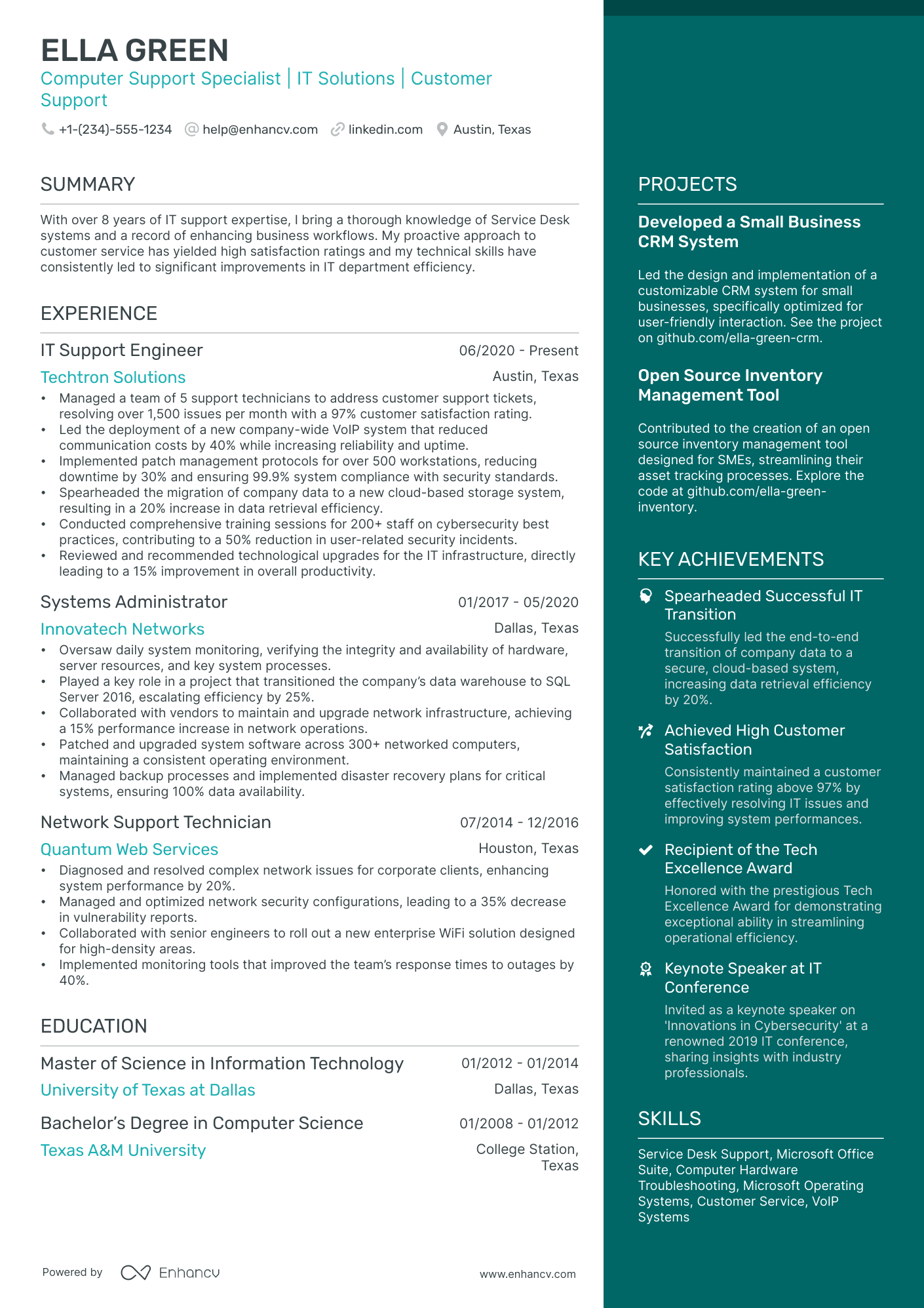 10 Computer Support Specialist Resume Examples & Guide for 2025