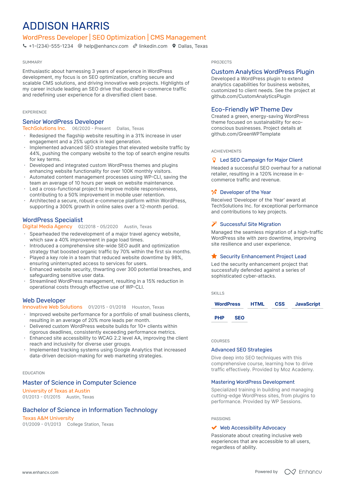 5 Wordpress Developer Resume Examples & Guide for 2024