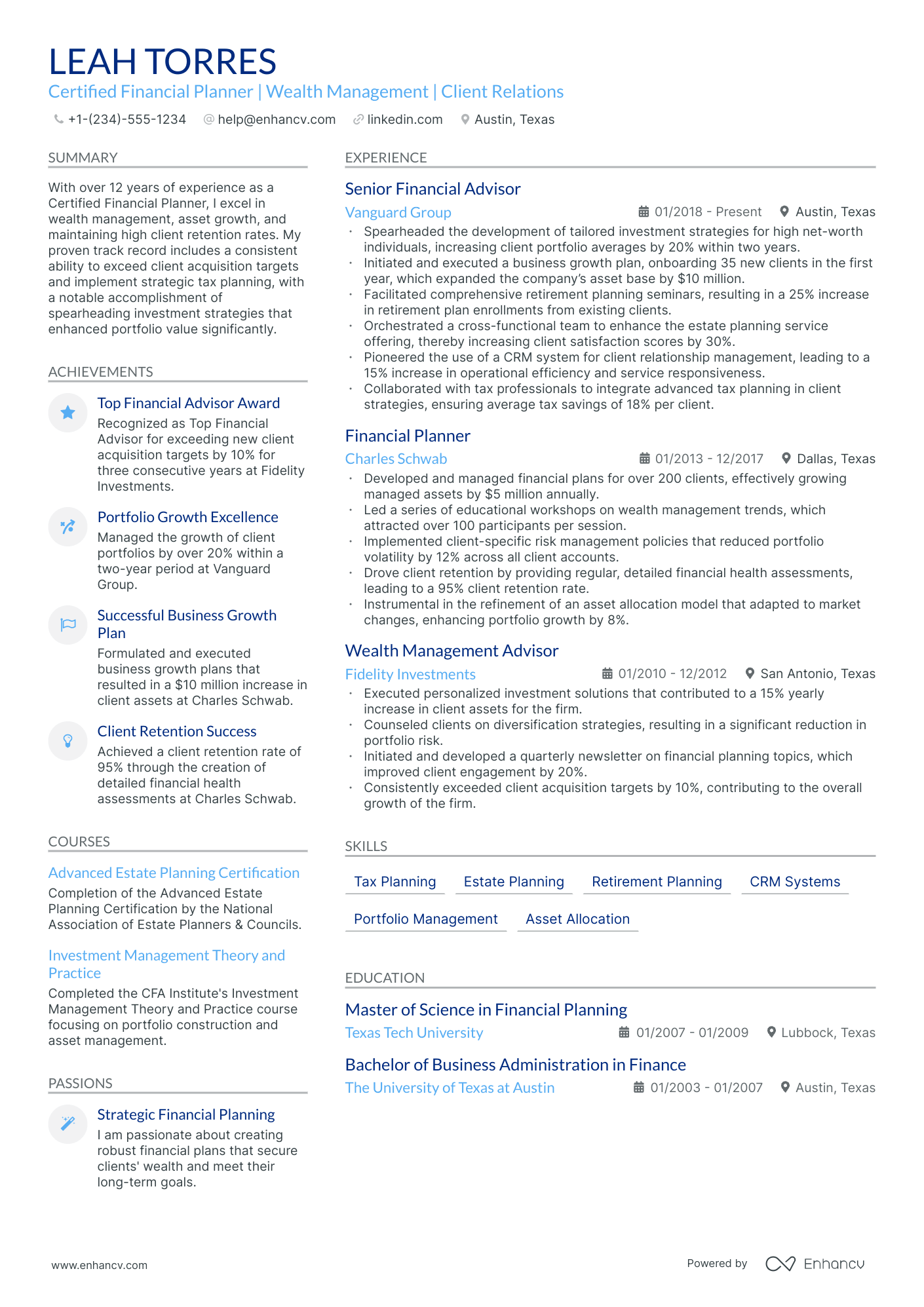 5 Certified Financial Planner Resume Examples & Guide for 2024