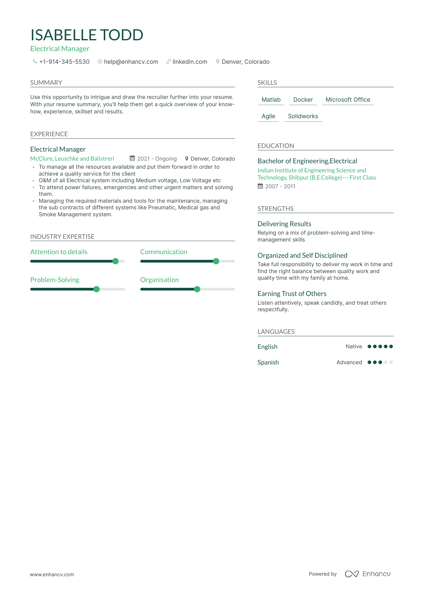 Electrical Manager Resume Examples & Guide for 2023 (Layout, Skills ...